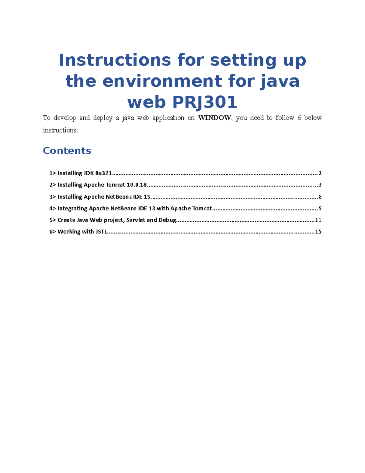 Instructions For Setting Up The Environment For Java Web Prj301 Instructions For Setting Up 3659