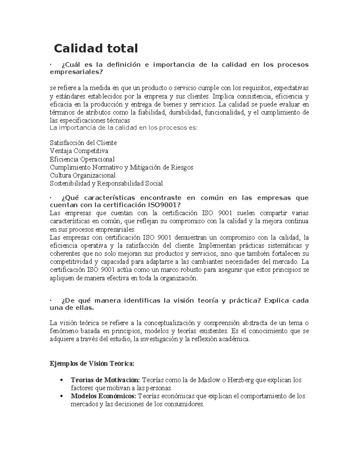 Calidad total - Calidad total · ¿Cuál es la definición e importancia de la calidad en los ...