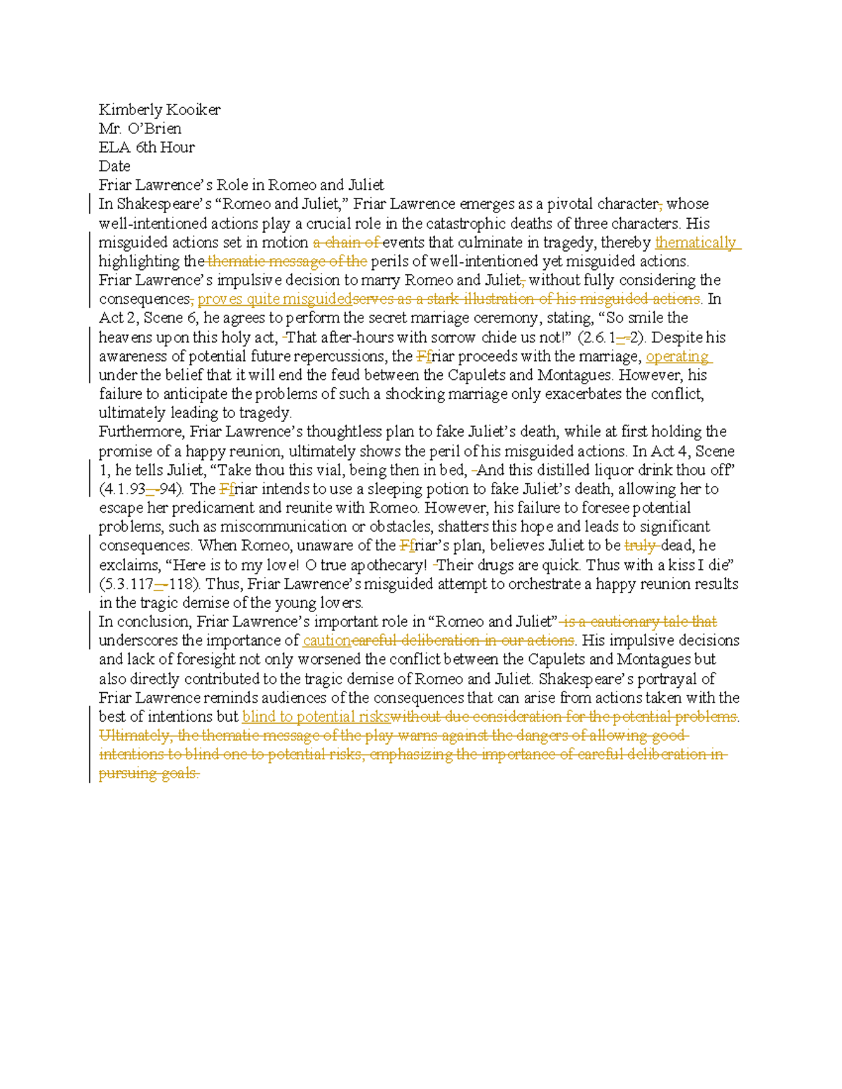 Kimberly Kooiker-Friar Lawrence s Role in Romeo and Juliet - proofread ...