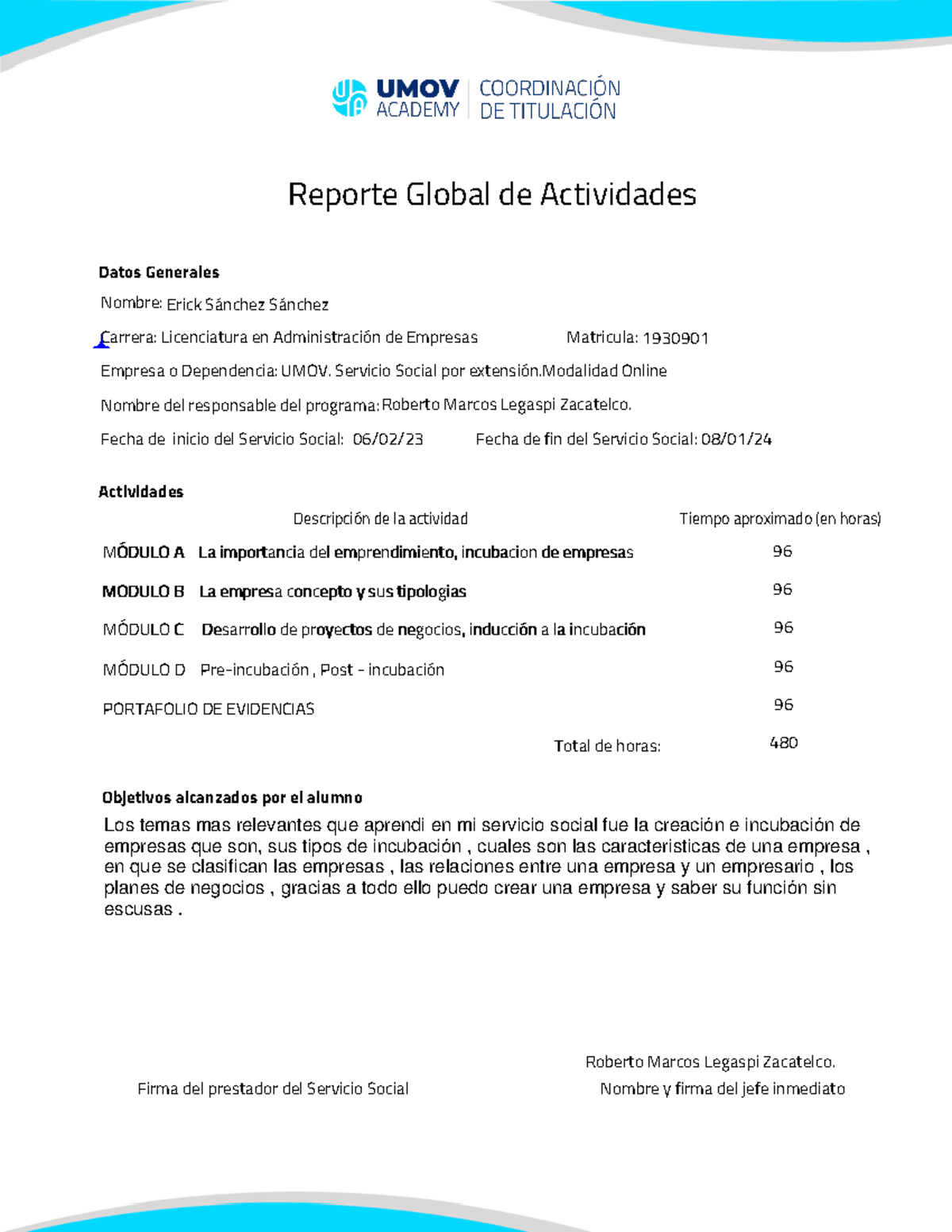 SS Actividades Final UMOV M - Planeación Educativa - Reporte Global de ...