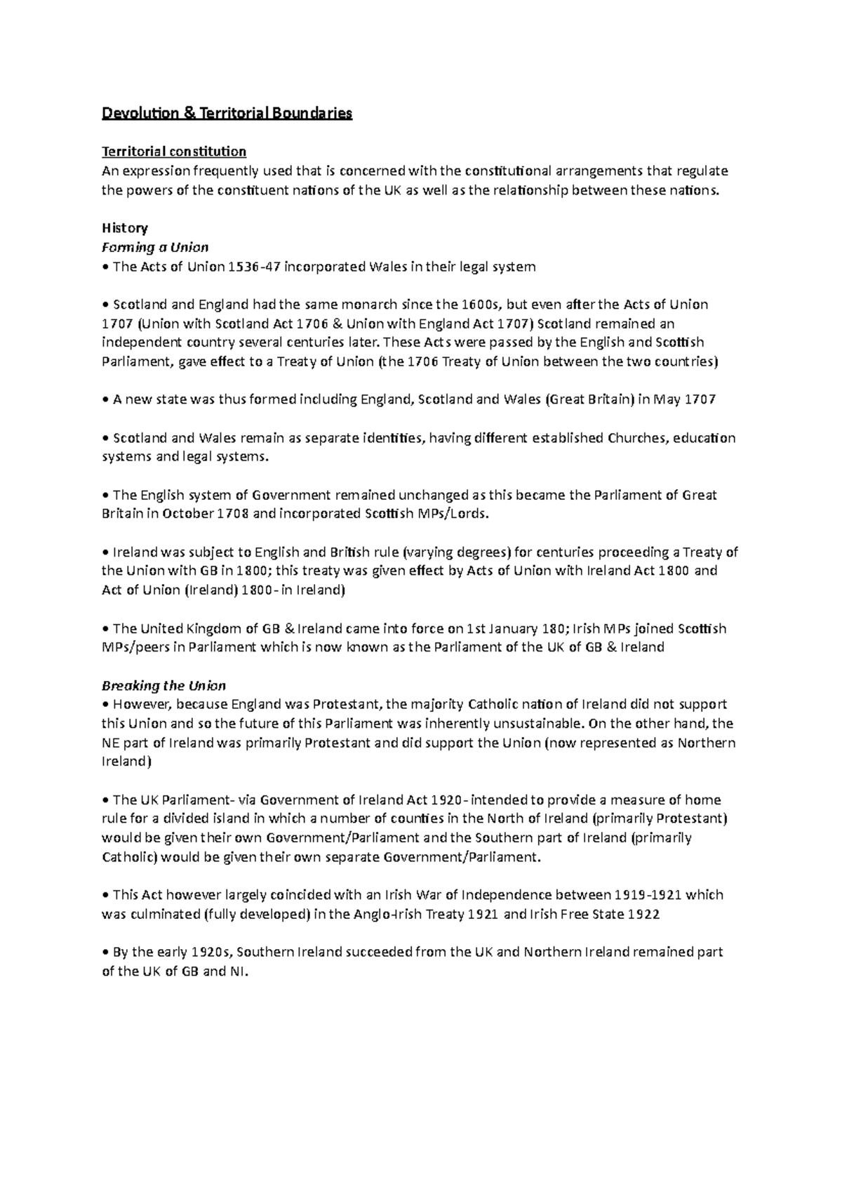 Public Law - Devolution & Territorial Boundaries - Devolution ...
