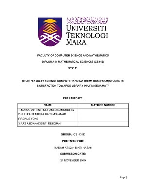 STA Tutorial !!!!!!!!!!!! - Statistics - Studocu
