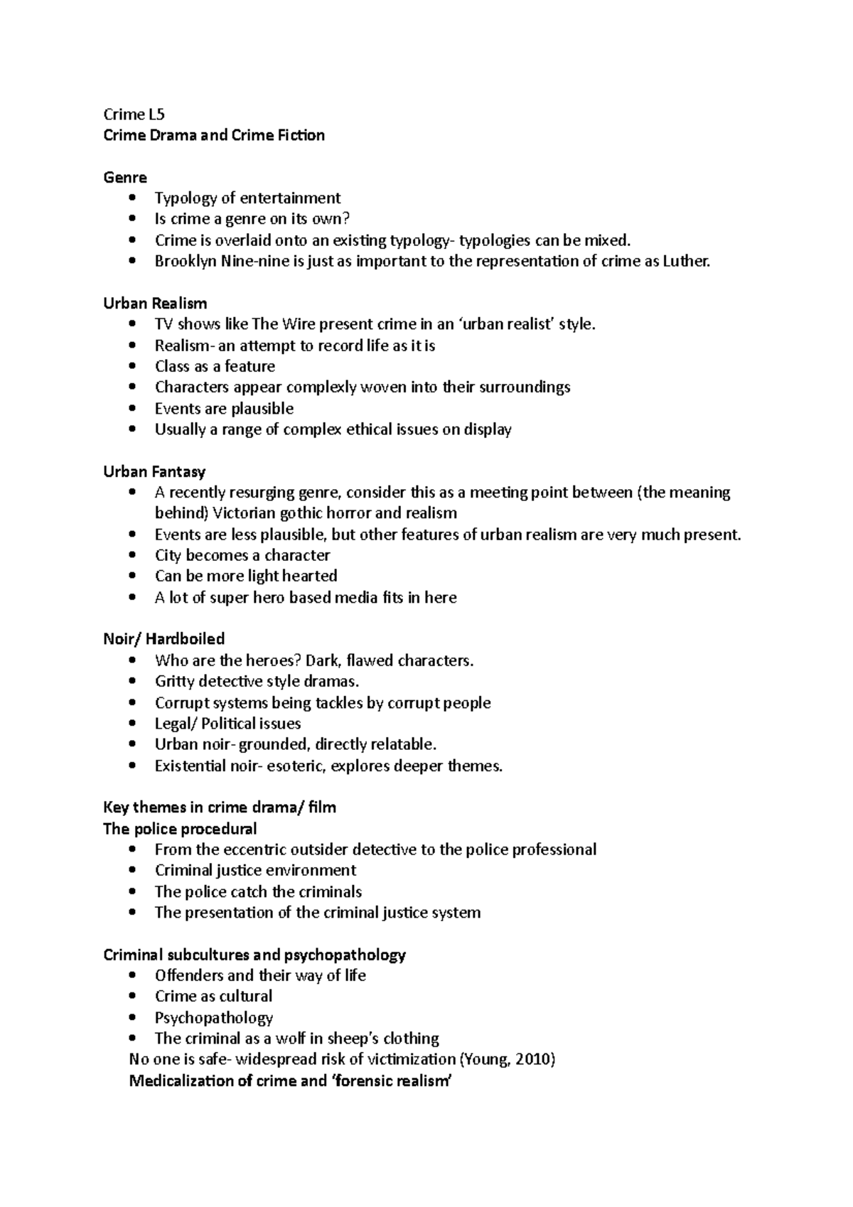 Lecture 5- Crime Drama and Crime Fiction - Crime L Crime Drama and ...