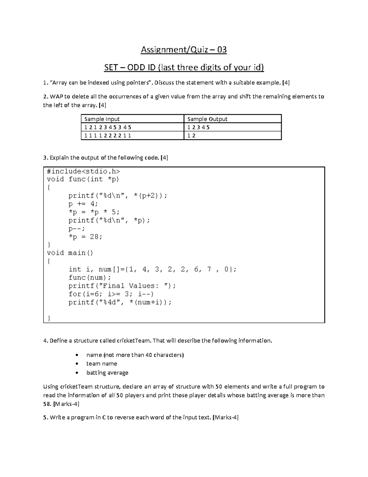 Assignment or Quiz 03 CSE1101 - Assignment/Quiz – 03 SET – ODD ID (last ... Assignment or Quiz 03 CSE1101 - Assignment/Quiz – 03 SET – ODD ID (last ...