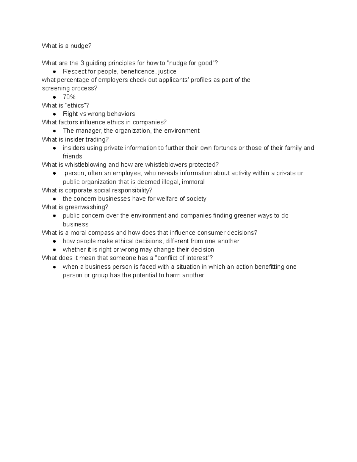 Quiz 4 notes - Sarah Mailloux - What is a nudge? What are the 3 guiding ...