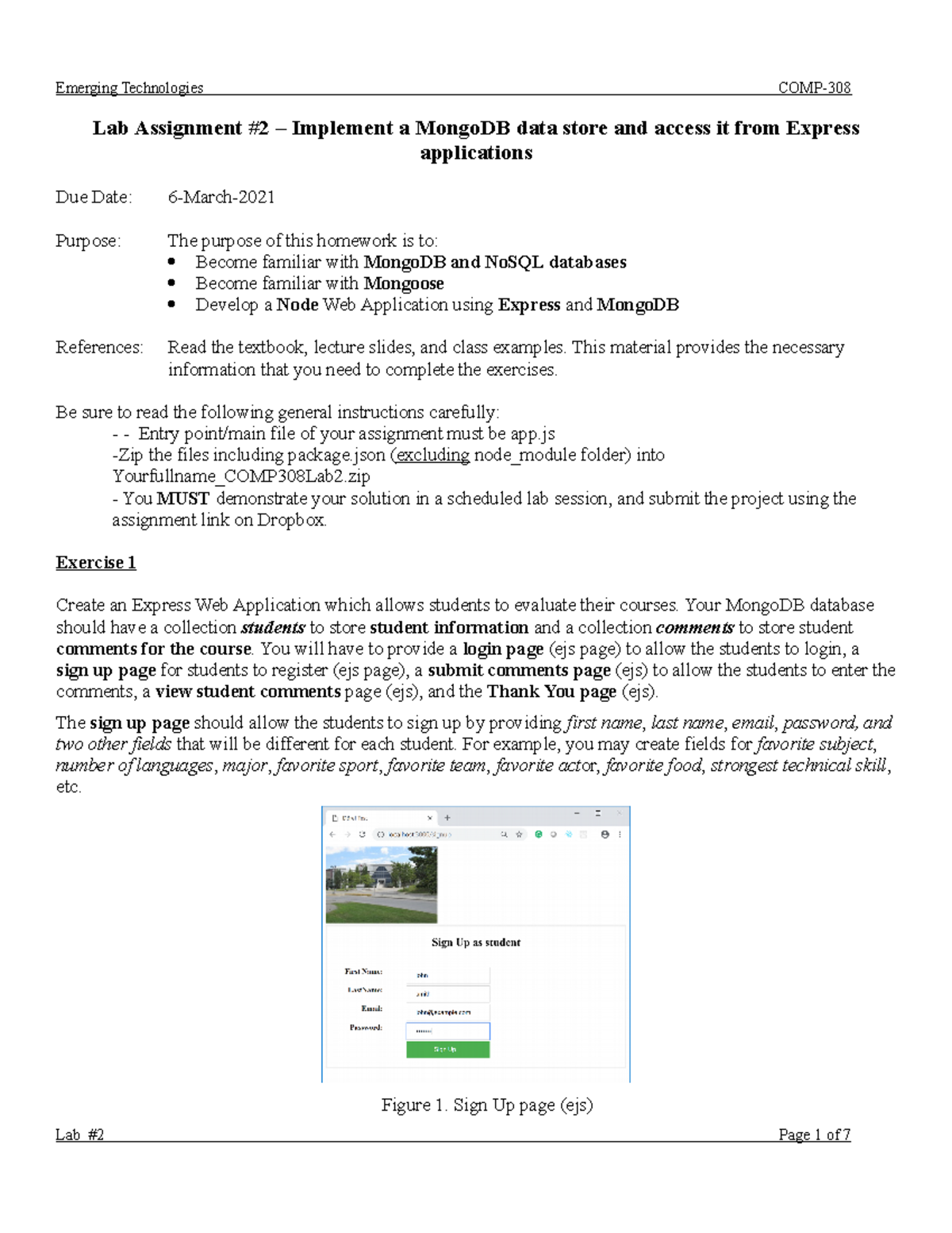 Comp308w21assignment 2 Lab Assignment 2 Implement A Mongodb Data Store And Access It From 