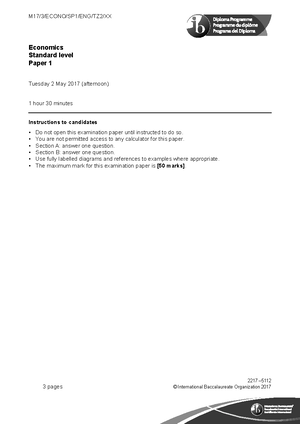 Economics paper 1 TZ2 SL markscheme - M17/3/ECONO/SP1/ENG/TZ2/XX/M 19 ...