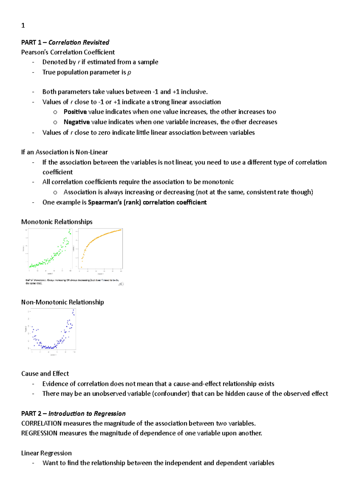 Module 4 Revision Notes - PART 1 – Correlation Revisited Pearson’s ...