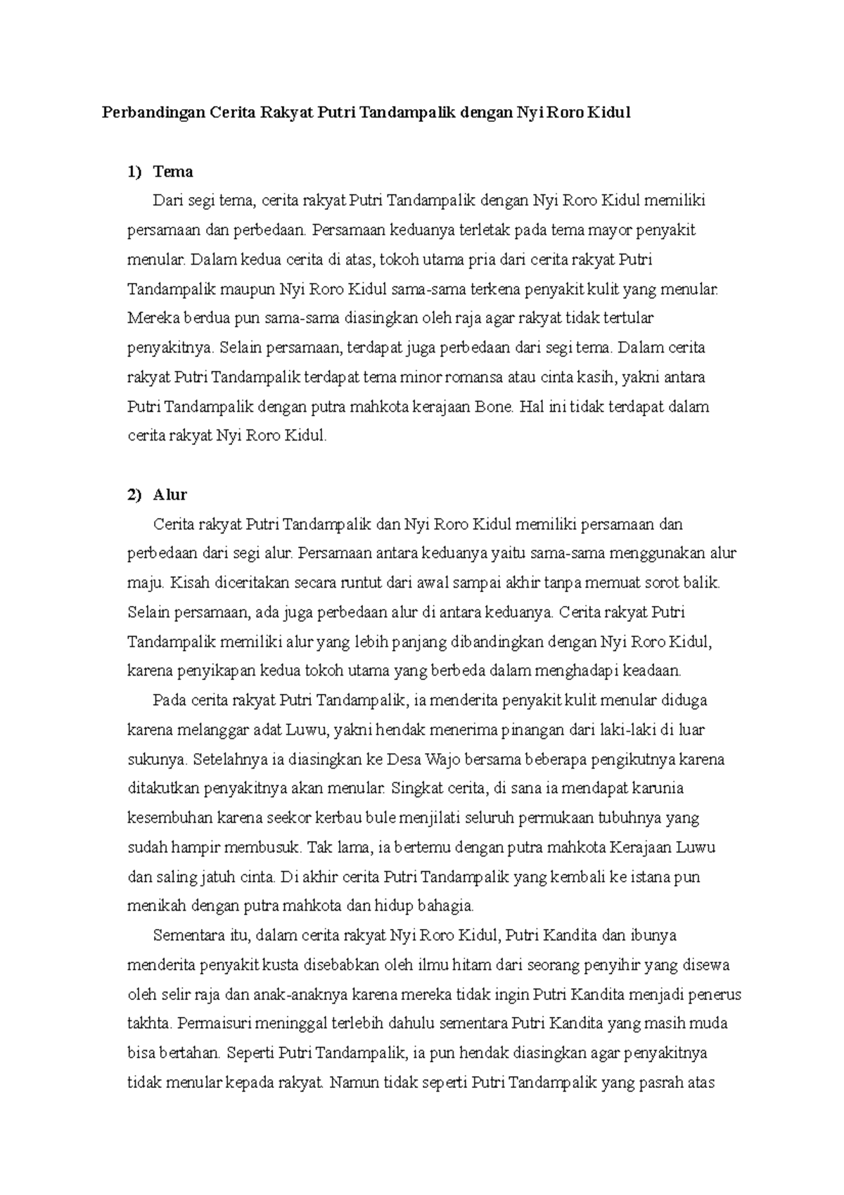 Perbandingan Cerita Rakyat Putri Tandampalik dengan Nyi Roro Kidul ...