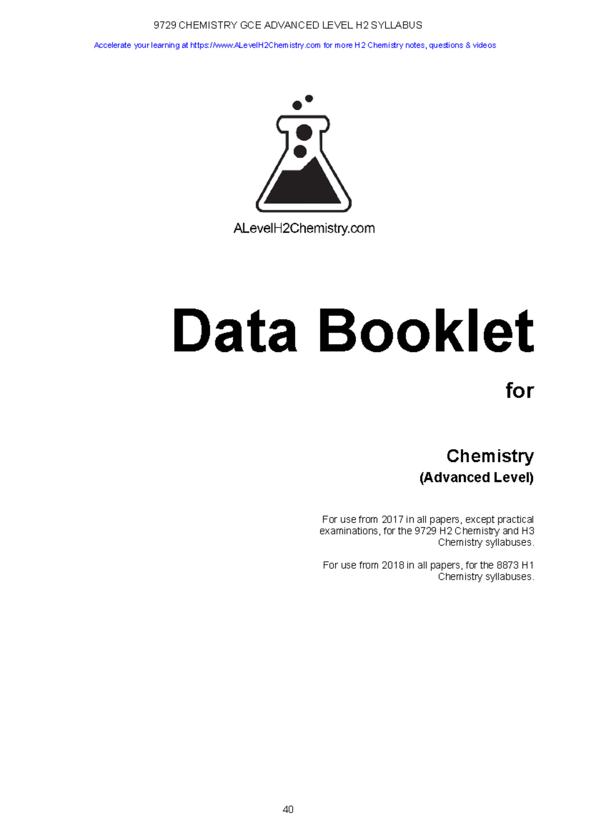 Data Booklet chem alevels - Data Booklet for Chemistry (Advanced Level ...