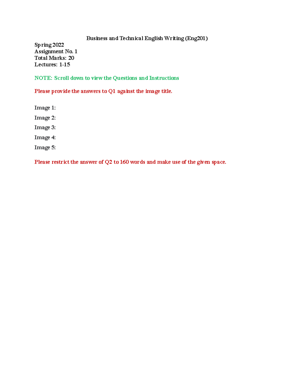 Spring 2022 ENG201 1 - Business and Technical English Writing (Eng201 ...