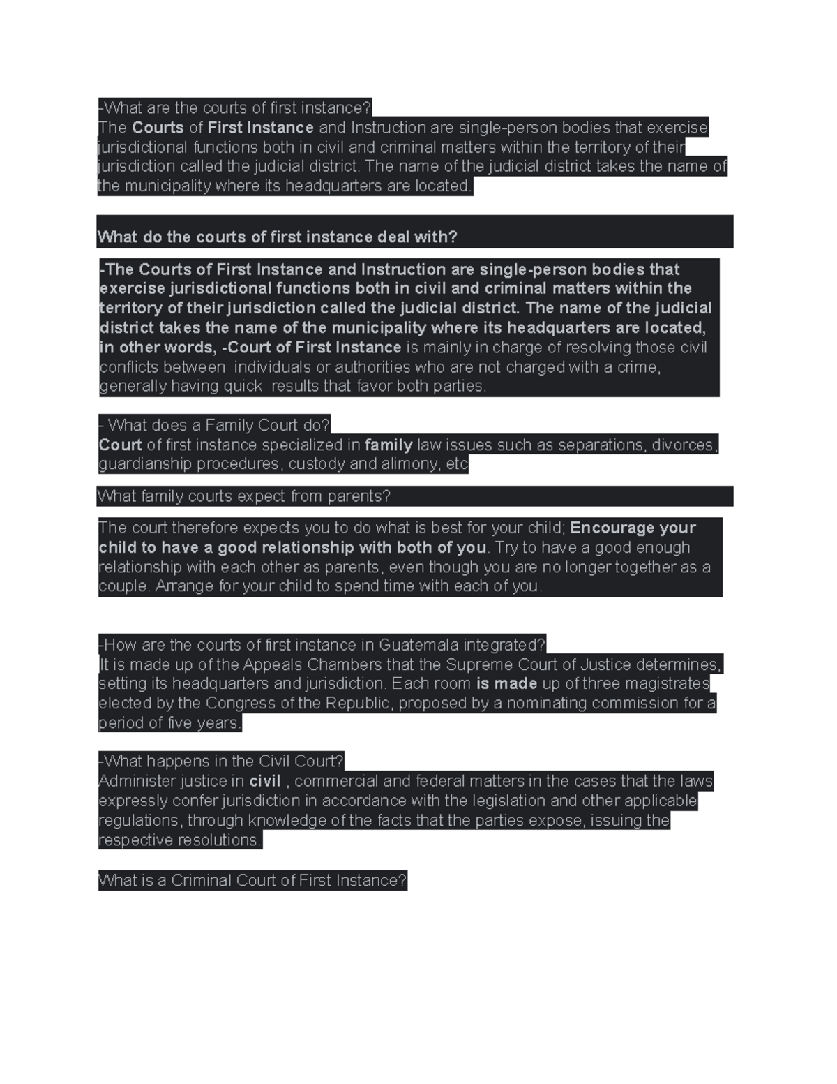 What are the courts - lhnk -What are the courts of first instance? The ...