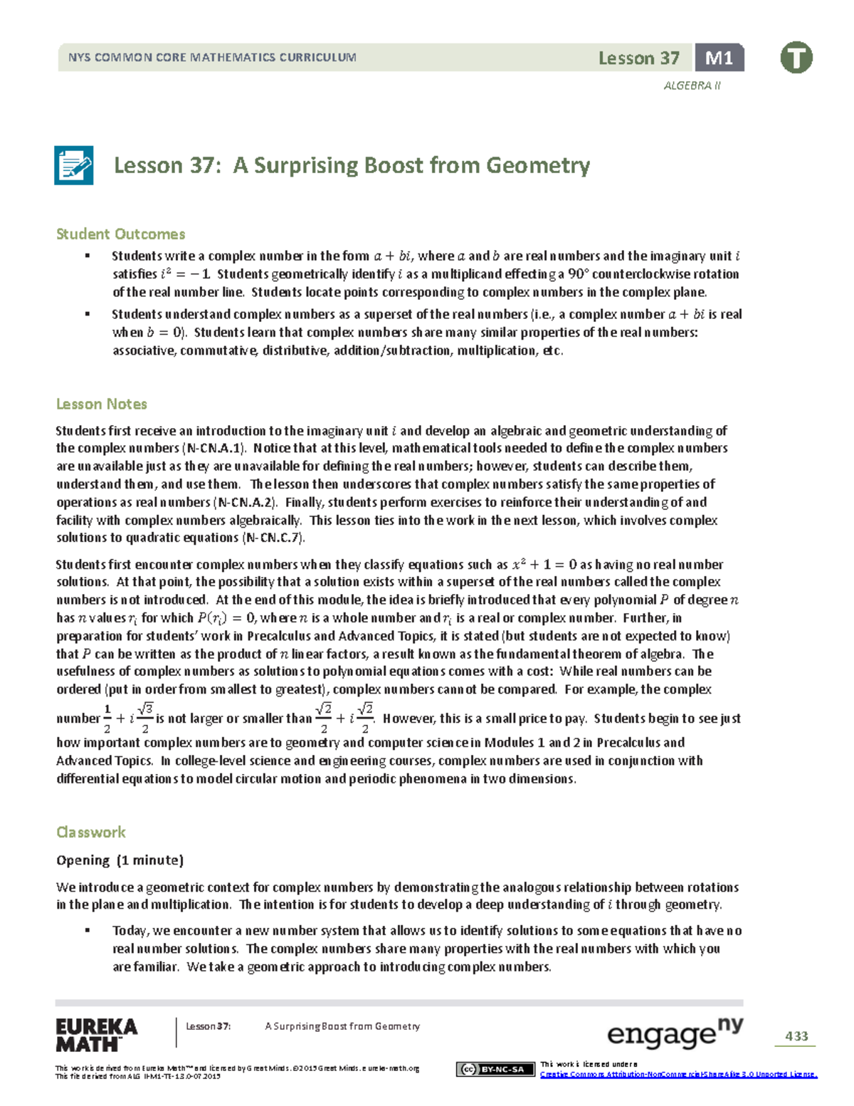 Algebra ii m1 topic d lesson 37 teacher - Lesson 37 M ALGEBRA II Lesson ...