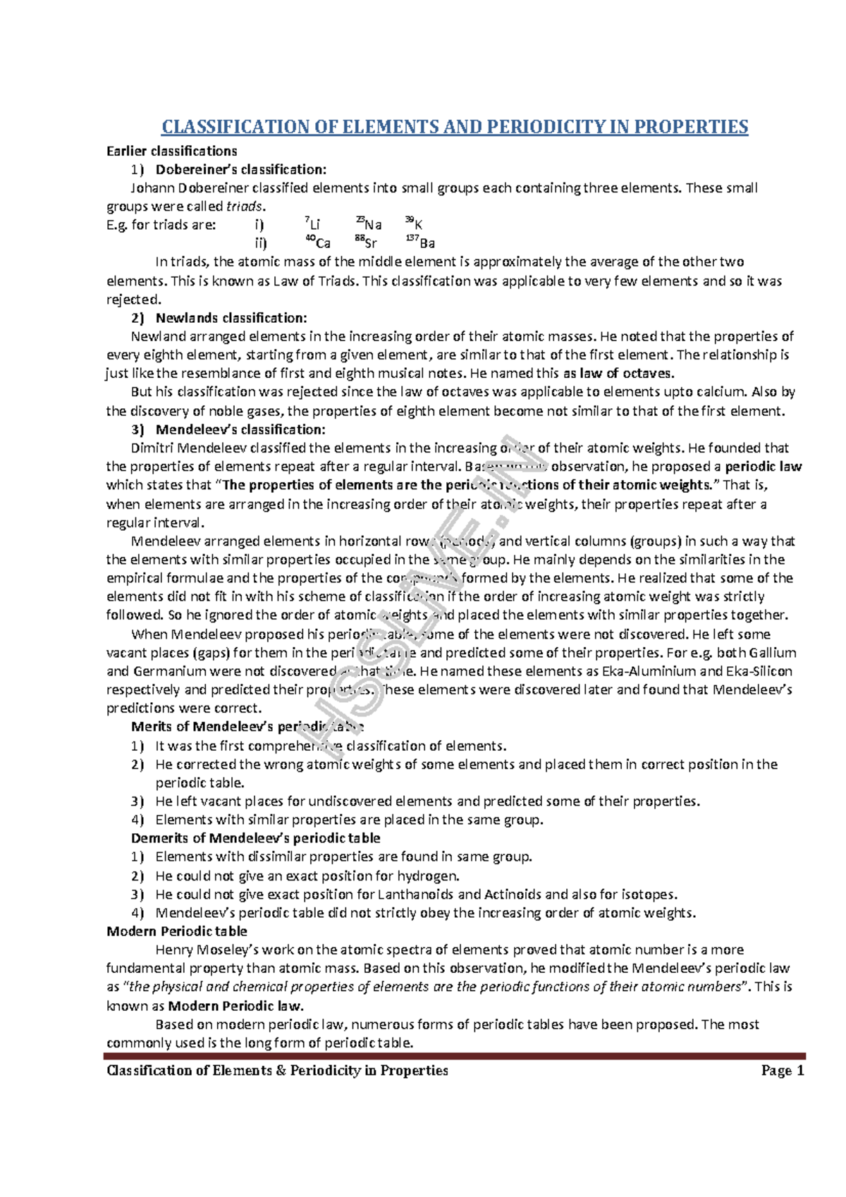 3. Classification OF Elements AND Periodicity IN Properties ...