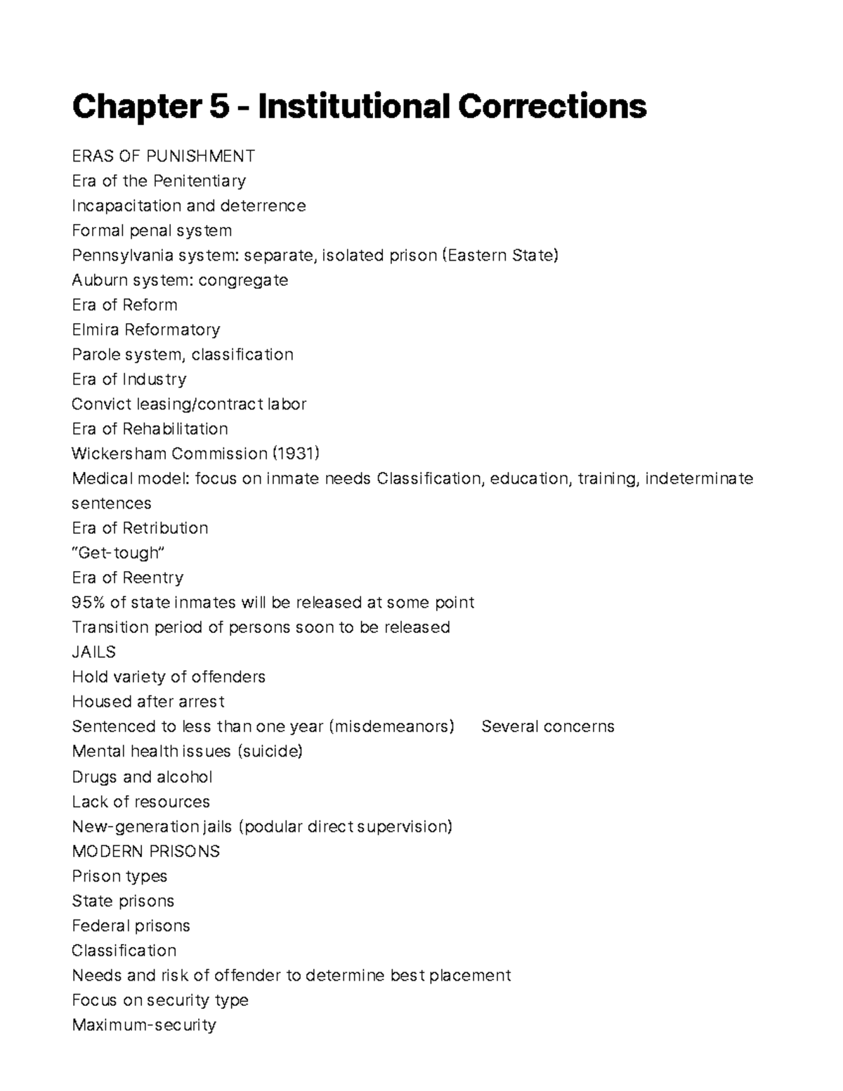 CJ - Chapter 5 - Institutional Corrections - Chapter 5 - Institutional ...