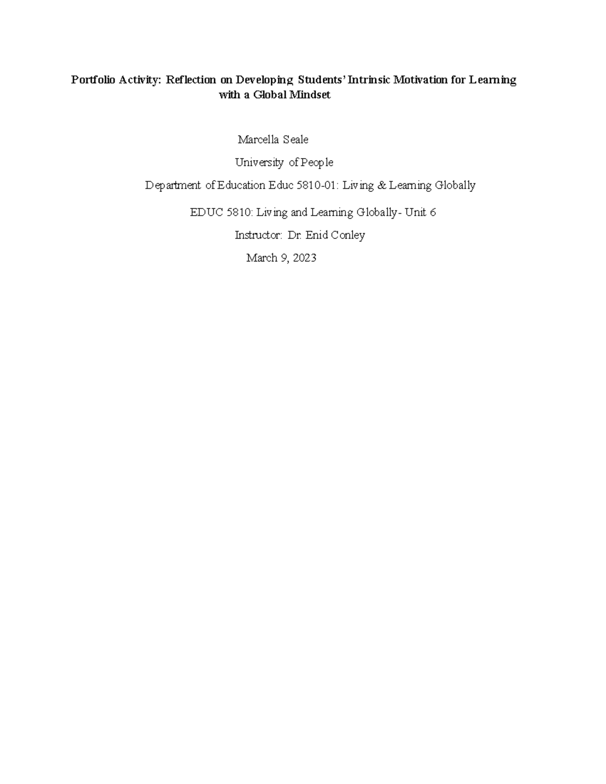Portfolio Activity for Unit 6 EDUC 5810 - Portfolio Activity ...