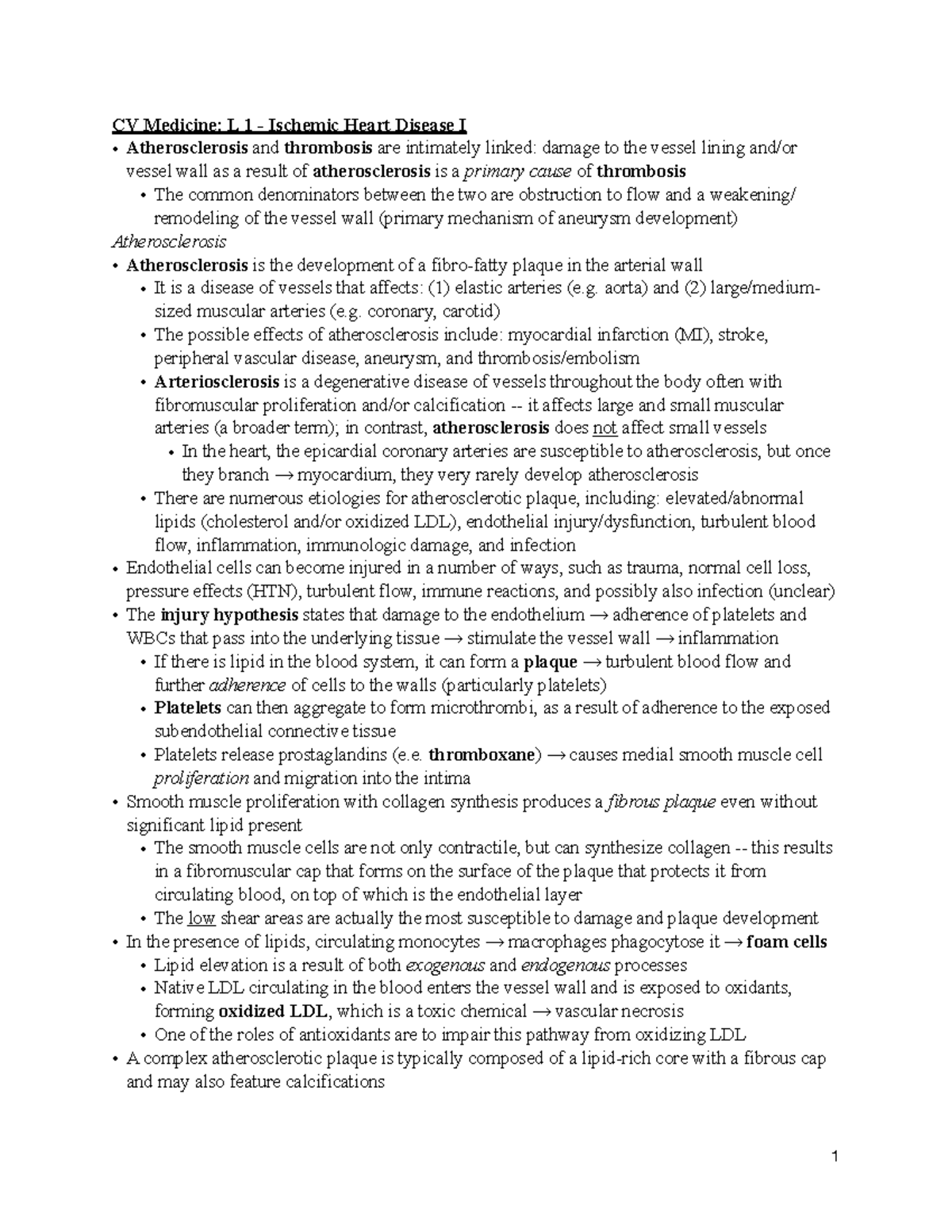 Physics of the Heart Full Notes - CV Medicine: L 1 - Ischemic Heart ...