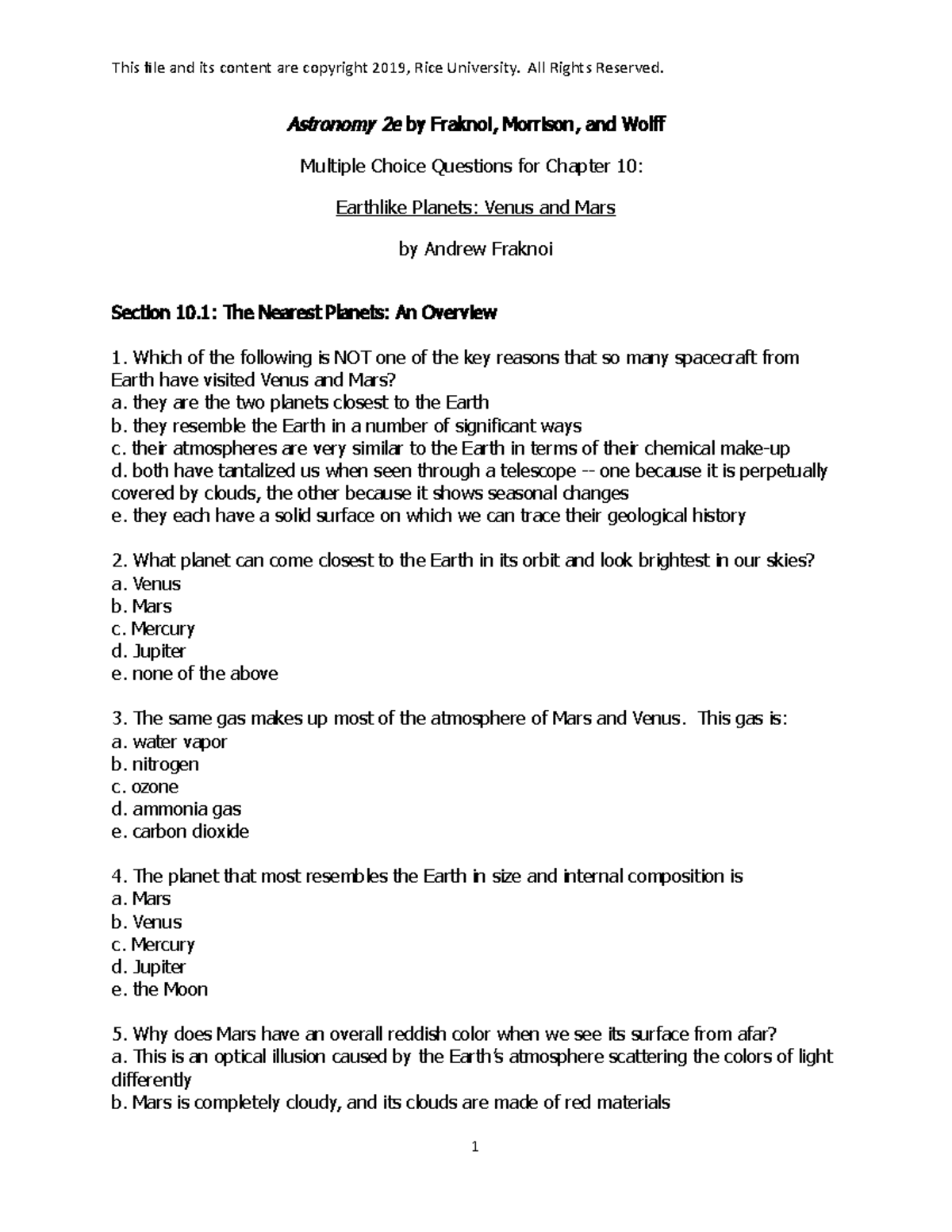 OS Astronomy 2e Test Bank Chapter 10 - Astronomy 2 e by Fraknoi ...