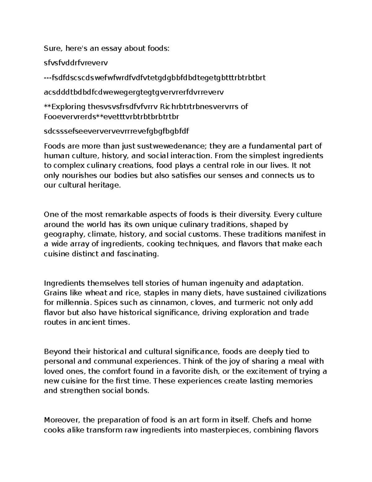 Dvdvd - essay - Sure, here's an essay about foods: sfvsfvddrfvreverv ...