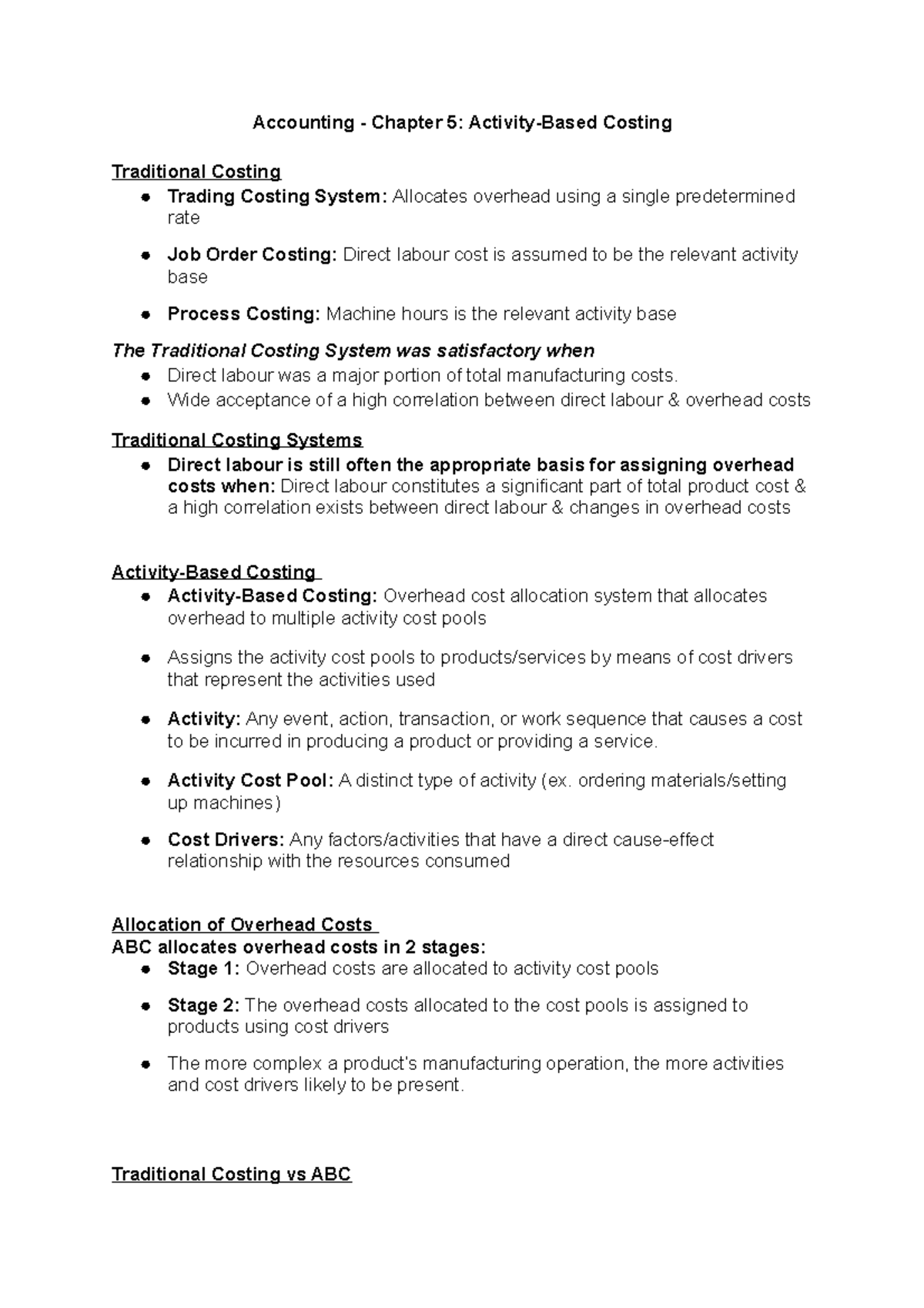 Accounting - Lecture 5 Chapter 5 Activity Based Costing - Accounting ...