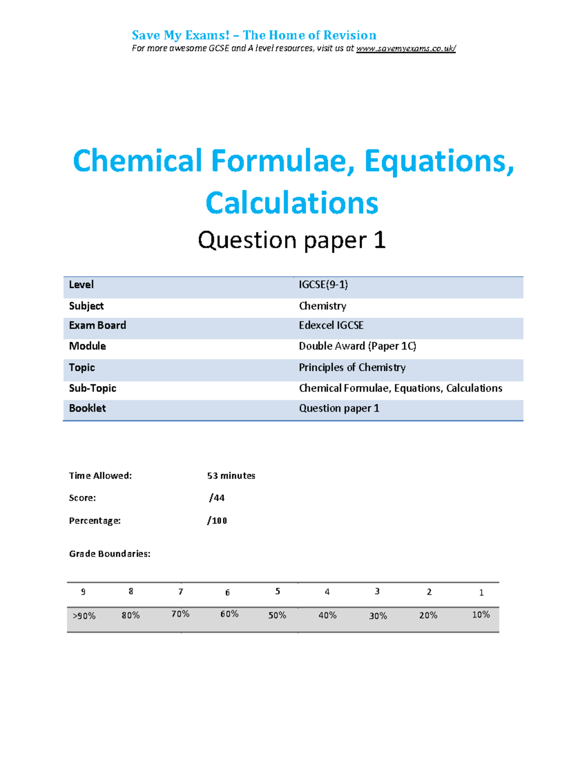 5111111111111111111111 - Chemical Formulae, Equations, Calculations ...