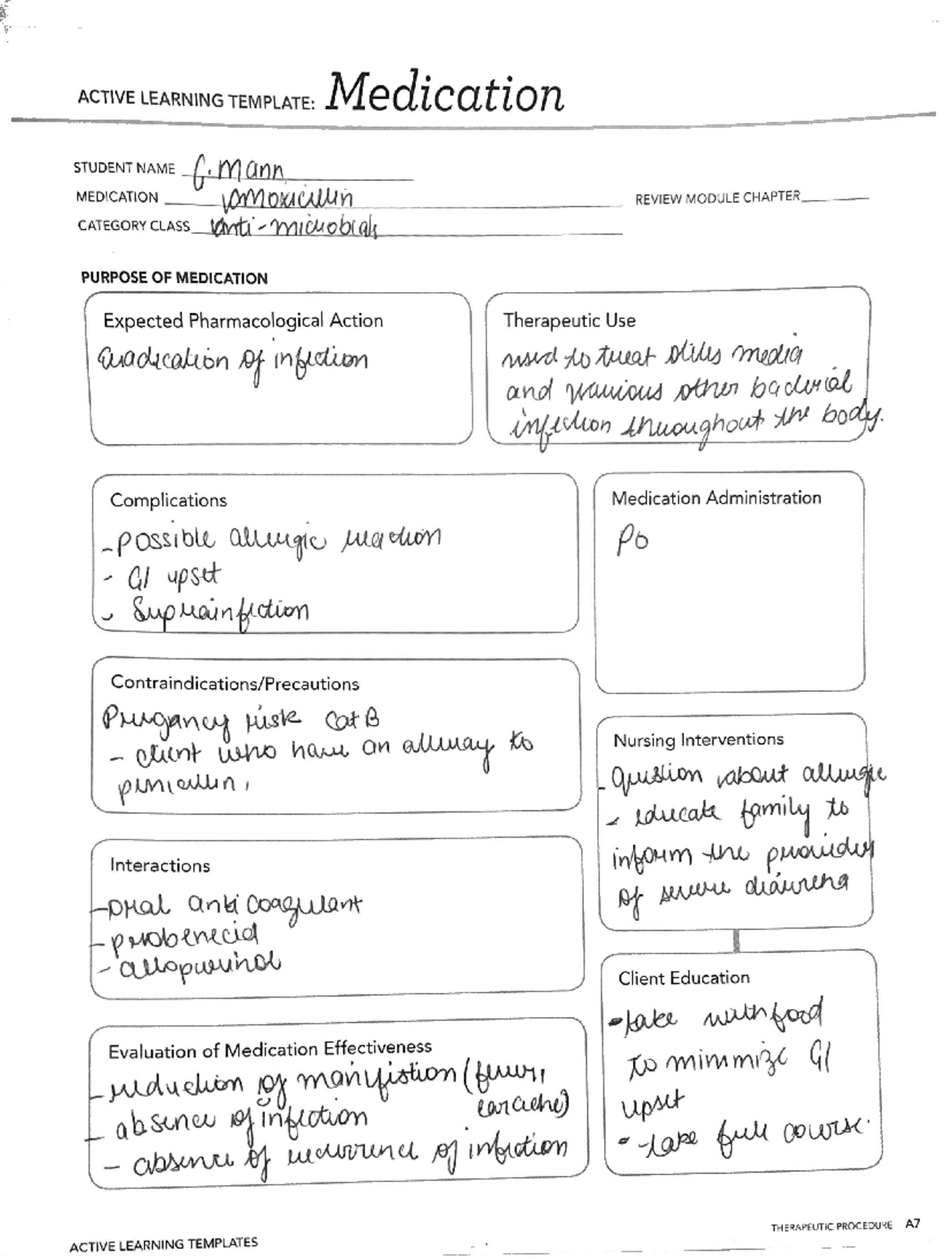 Pharm practice - Oharm - ACTIVE LEARNING TEMPLATE: Medication STUDENT ...