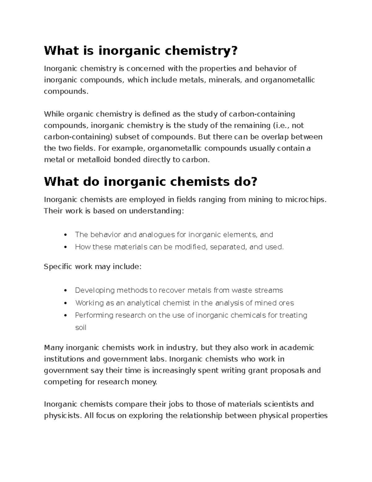What is inorganic chemistry - What is inorganic chemistry? Inorganic ...