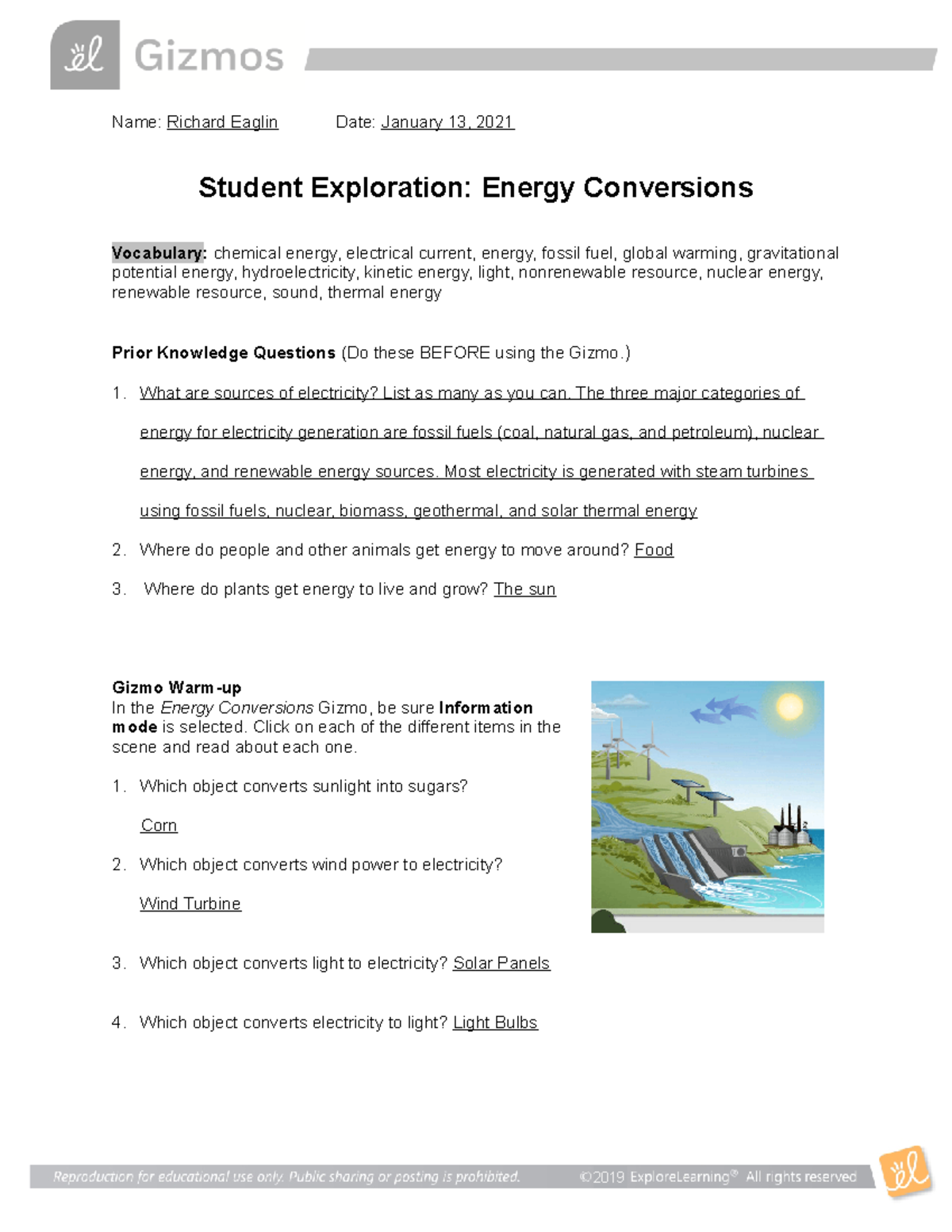 Gizmo Energy Conversions Answer Key Gizmo Of The Week Energy