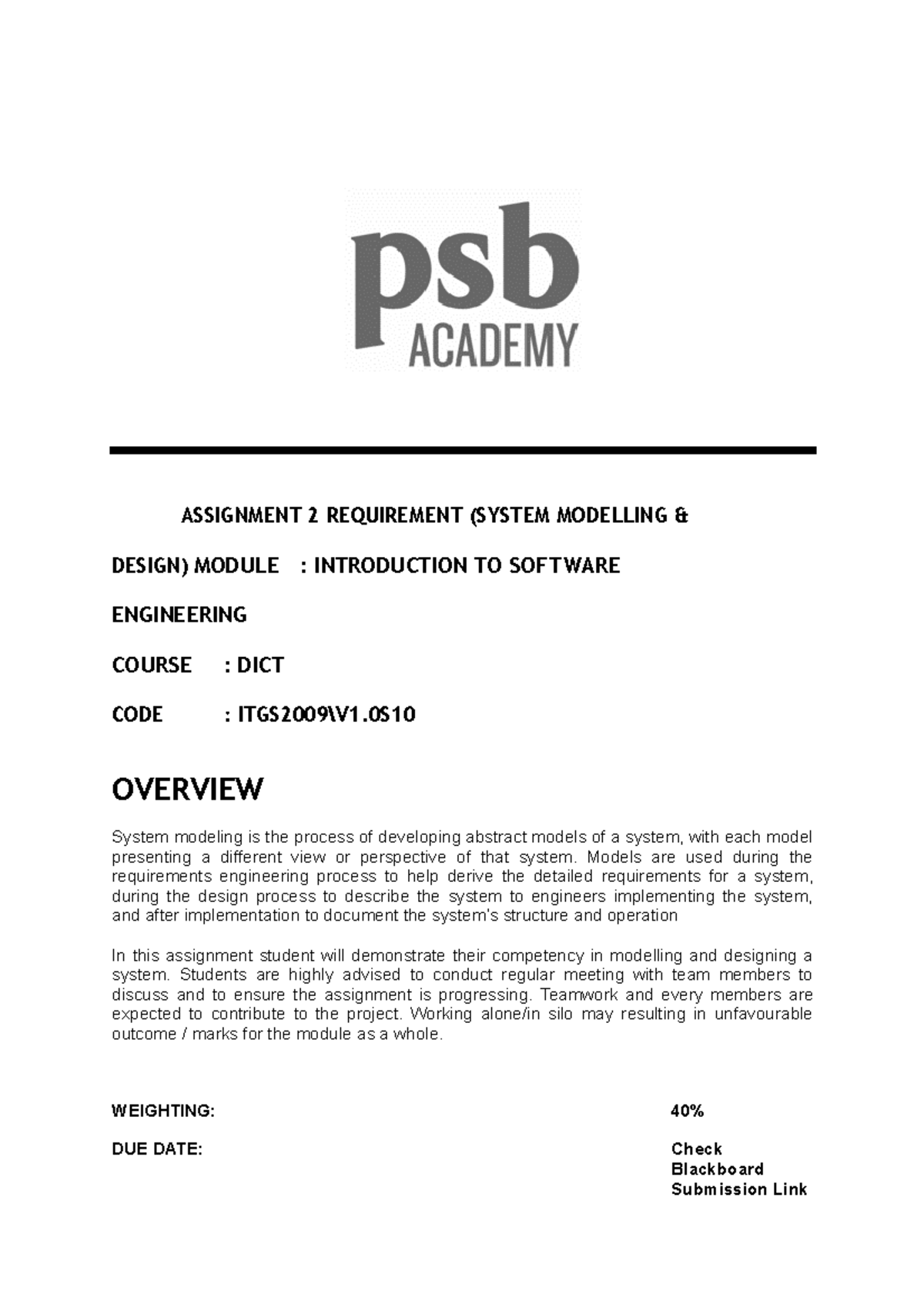 ITGS2009 ISEG SG-Assignment 2 Oct 2021 (1) - Studocu