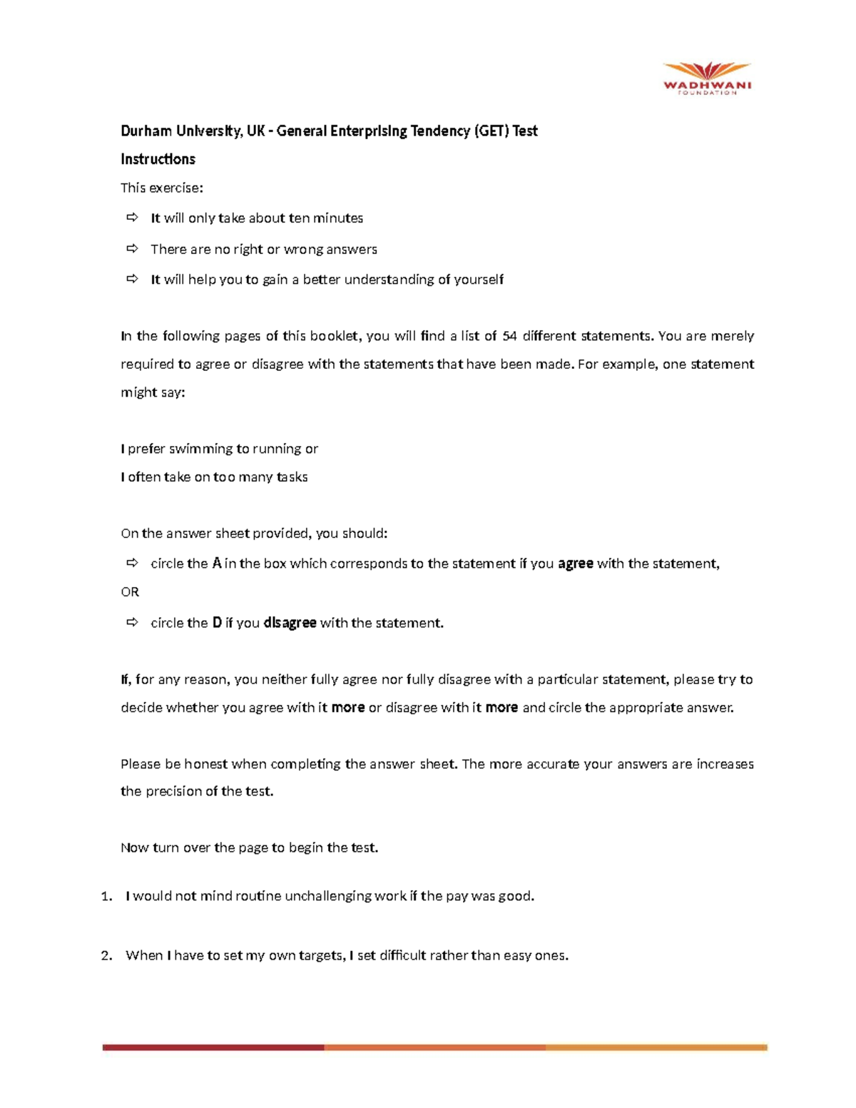 54 Questions task 2 - Venture's - Durham University, UK - General ...