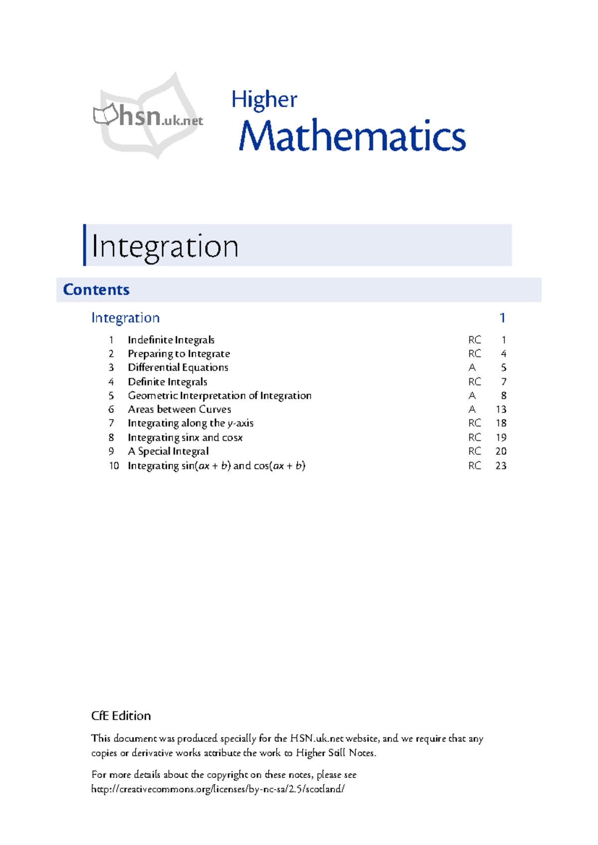 Integration - mnbhj - Higher Mathematics CfE Edition This document was ...