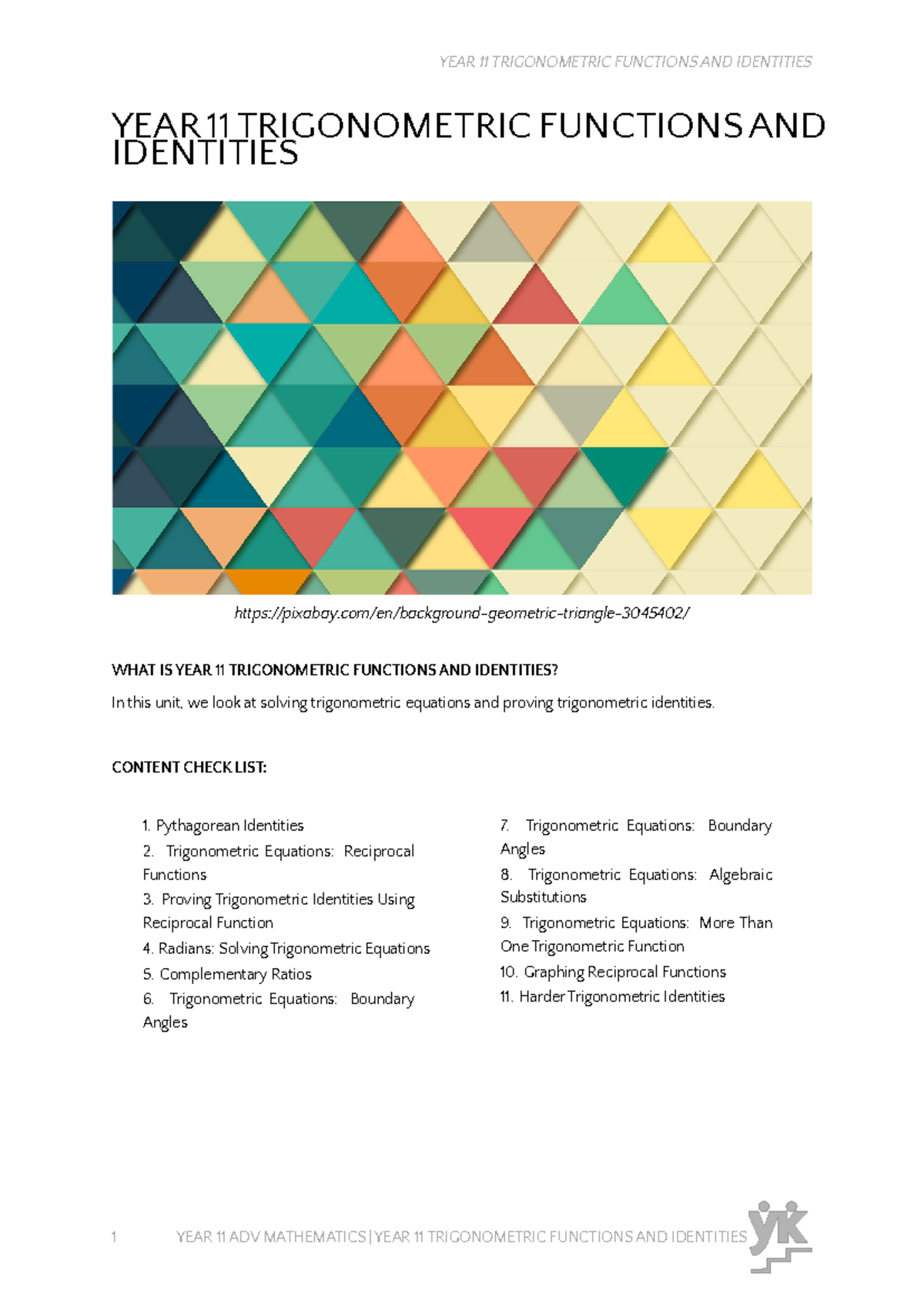 Year 11 Advanced Mathematics Solving trig functions Questions and ...