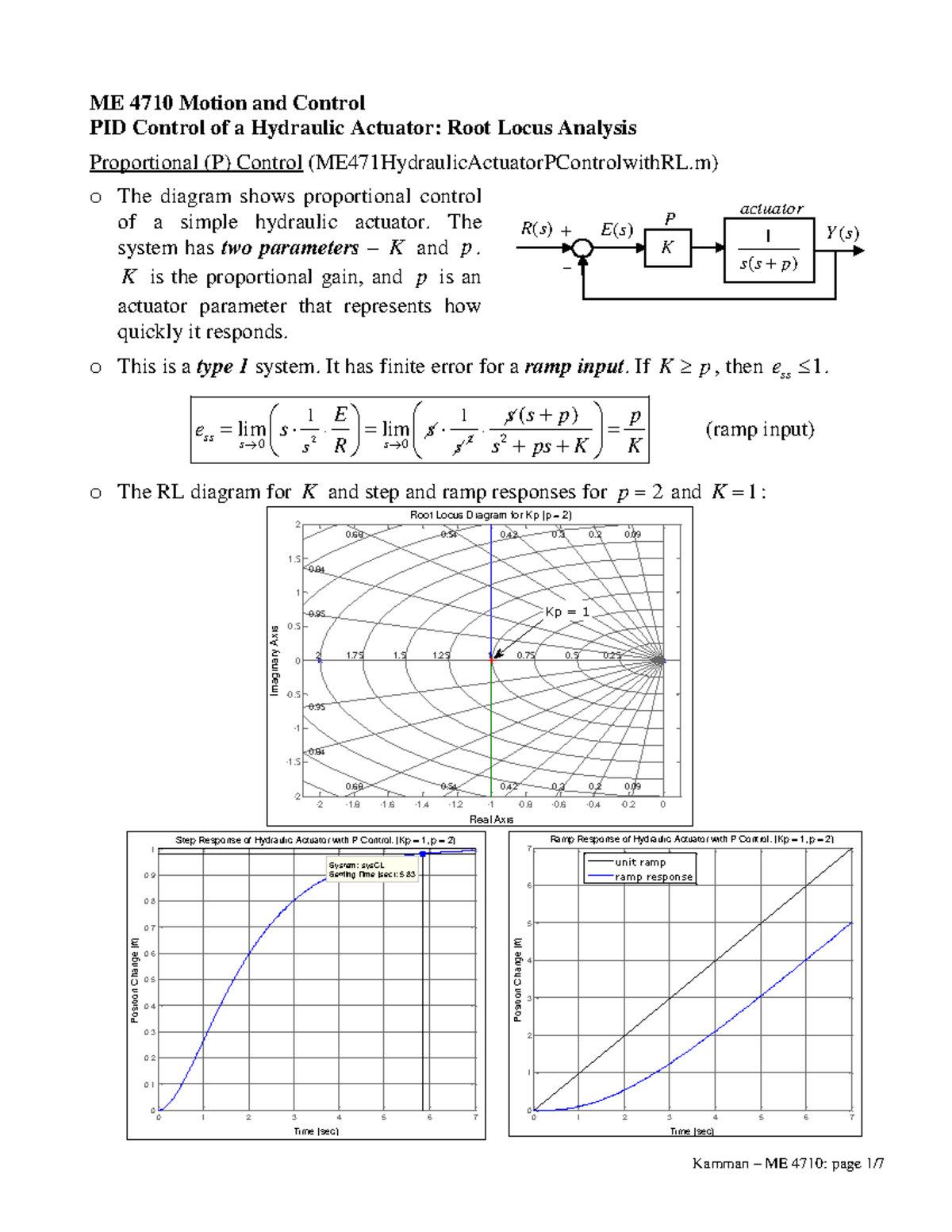 Lecture Notes Lecture 1 Motion And Control Me 4710 Me 4710 Motion And Control Pid Control