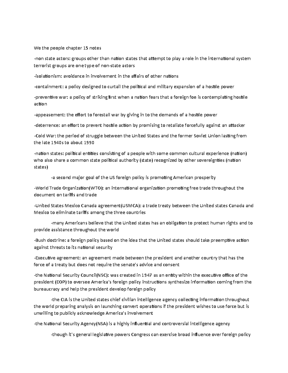 Chapter 15 we the people notes - We the people chapter 15 notes -non ...