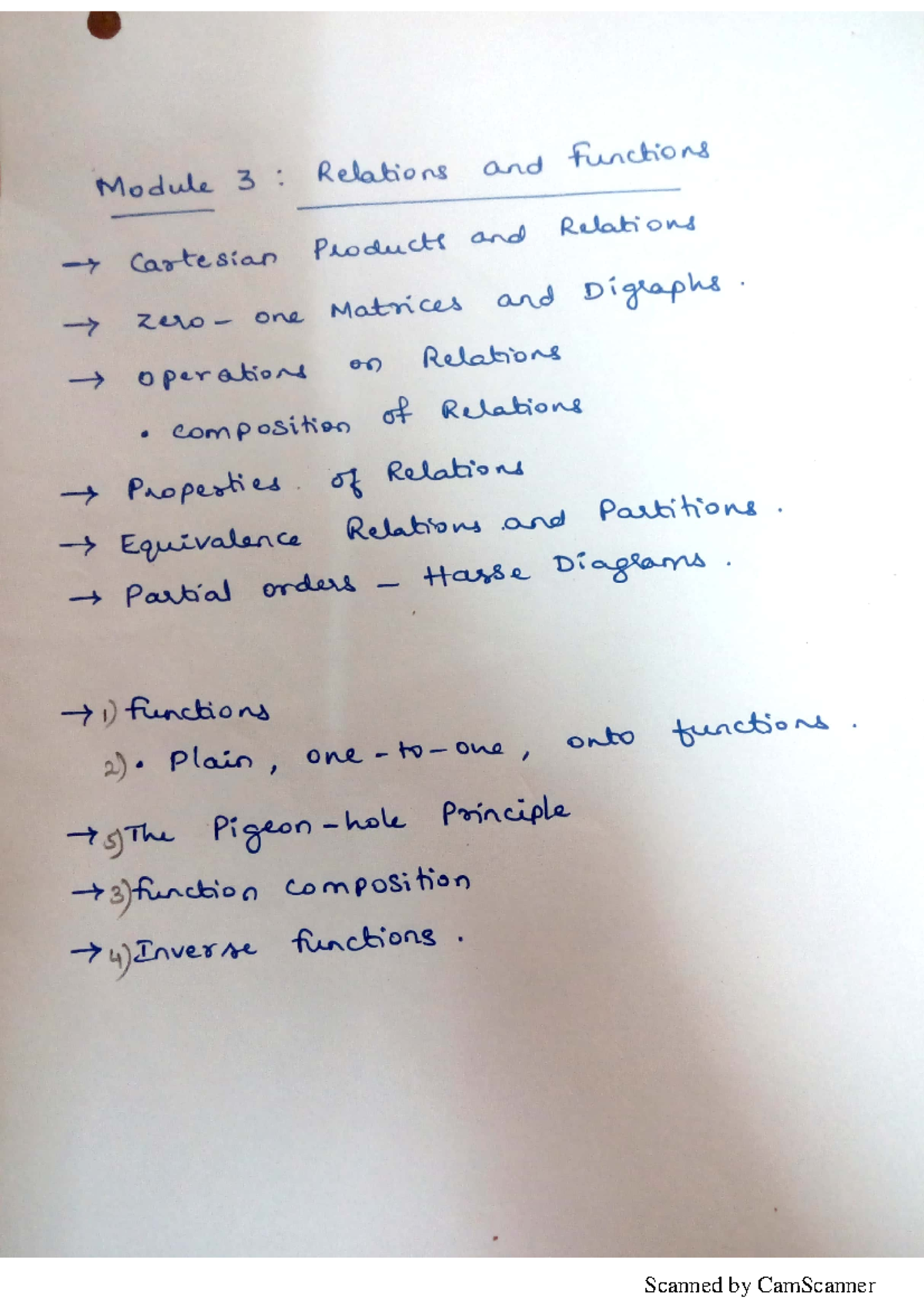 1st and 2nd module - Lecture notes - Module 3 : Relations and Functions ...