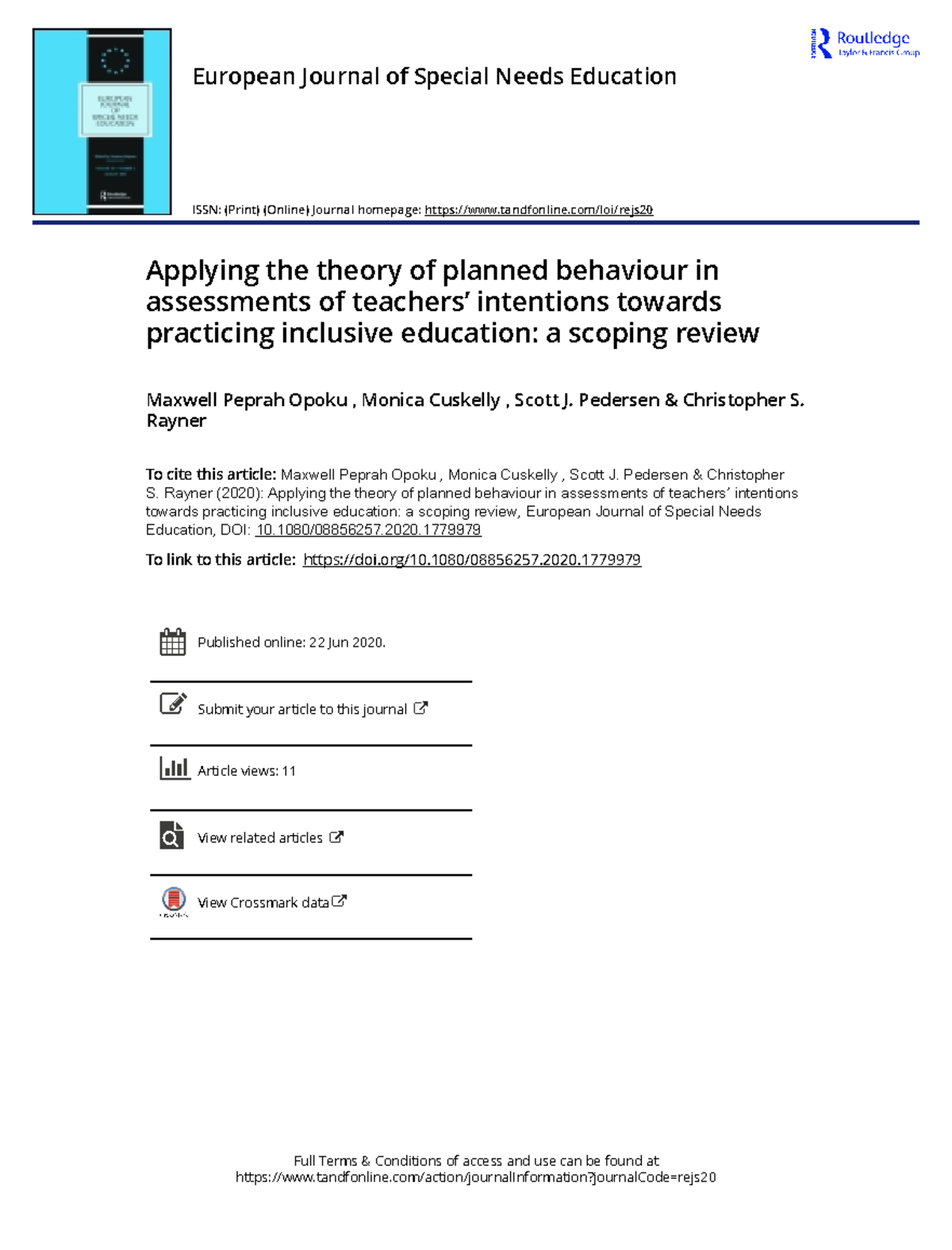 Theory of planned behavior - Pedersen & Christopher S. Rayner To cite ...