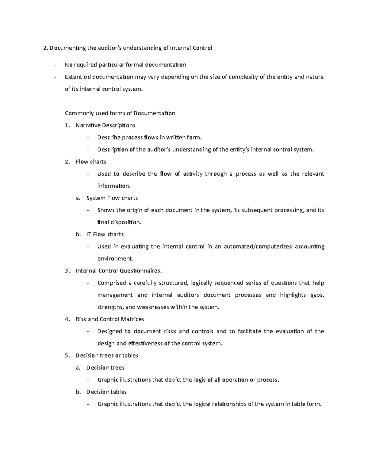 Internal Control - Documenting the auditor’s understanding of Internal ...