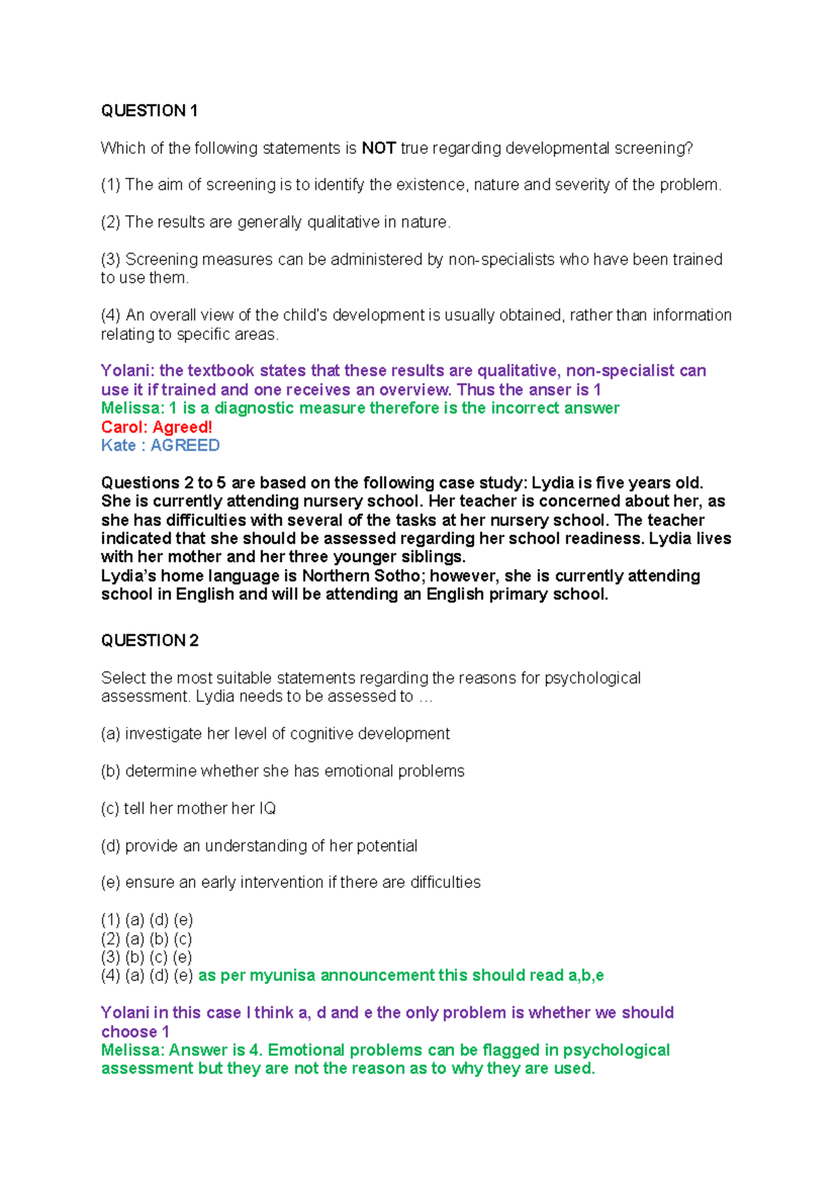 PYC4807 Assignment 2 discussion document 2 - QUESTION 1 Which of the following statements is NOT ...