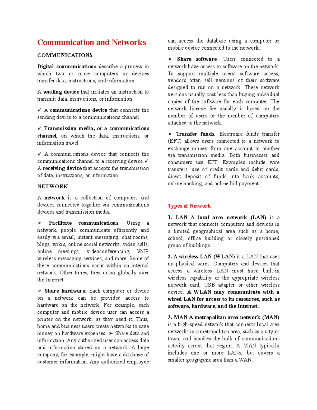 IT - Notes - Communication and Networks COMMUNICATIONS Digital ...