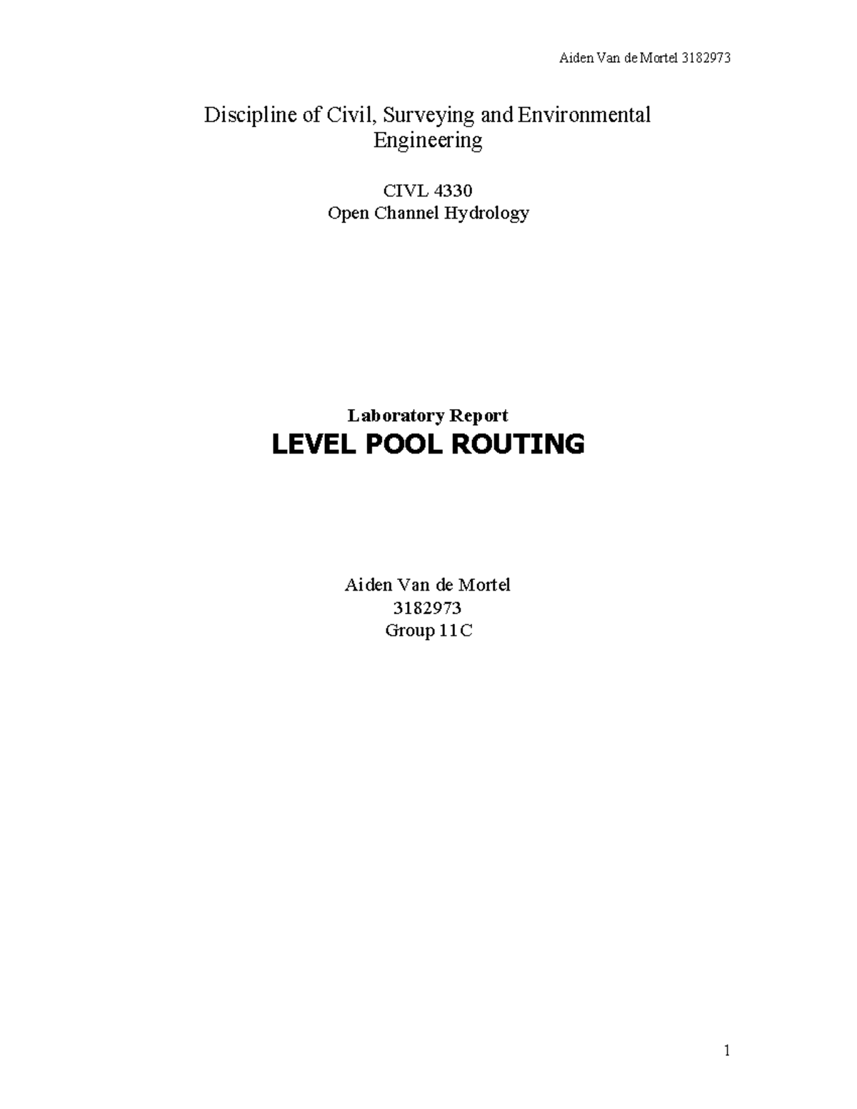2015 Level Pool Routing Lab - Discipline of Civil, Surveying and ...