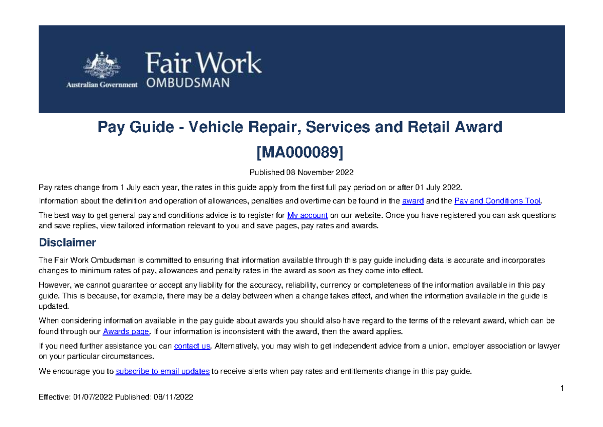 G0898293 - hello - 1 Pay Guide - Vehicle Repair, Services and Retail ...