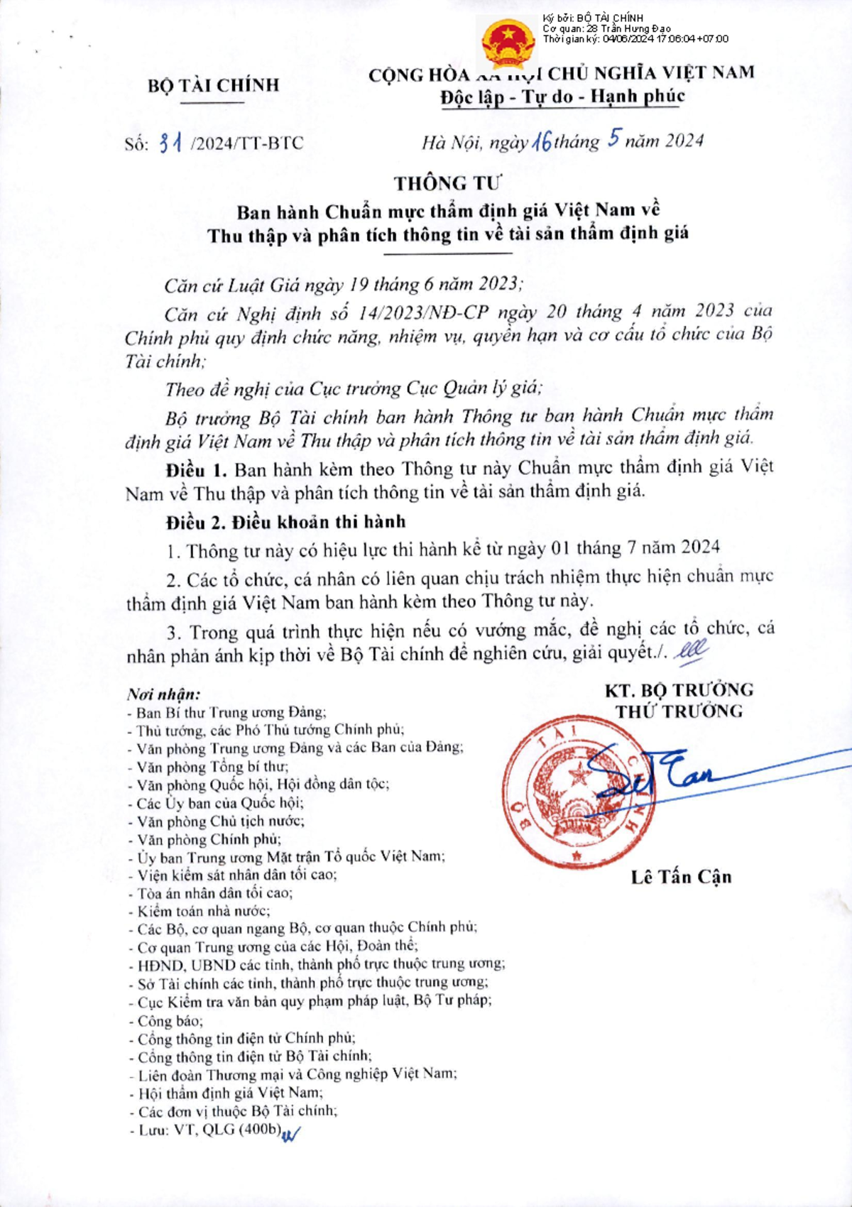 Thông tư 31 - TT 31 2024 cho thẩm định viên - nguyên lý thẩm định giá - Studocu