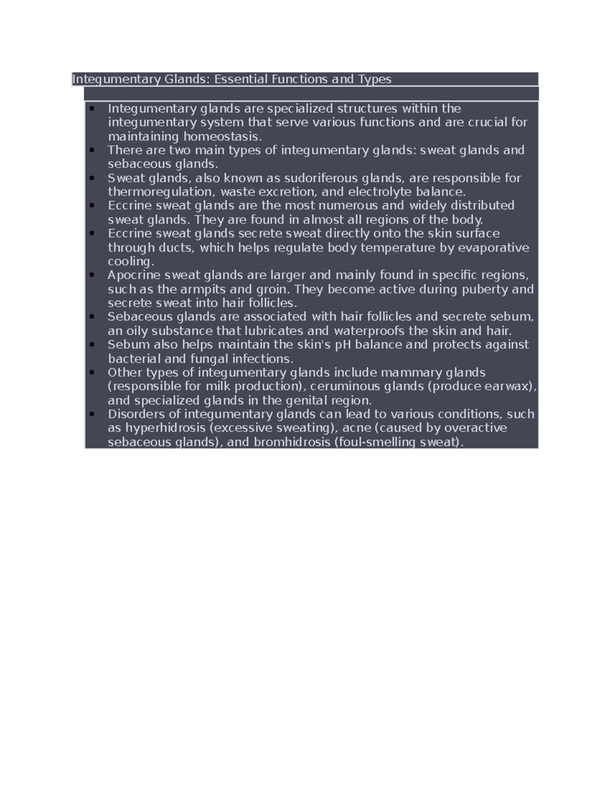 Glands of the Integumentary System - Integumentary Glands: Essential ...