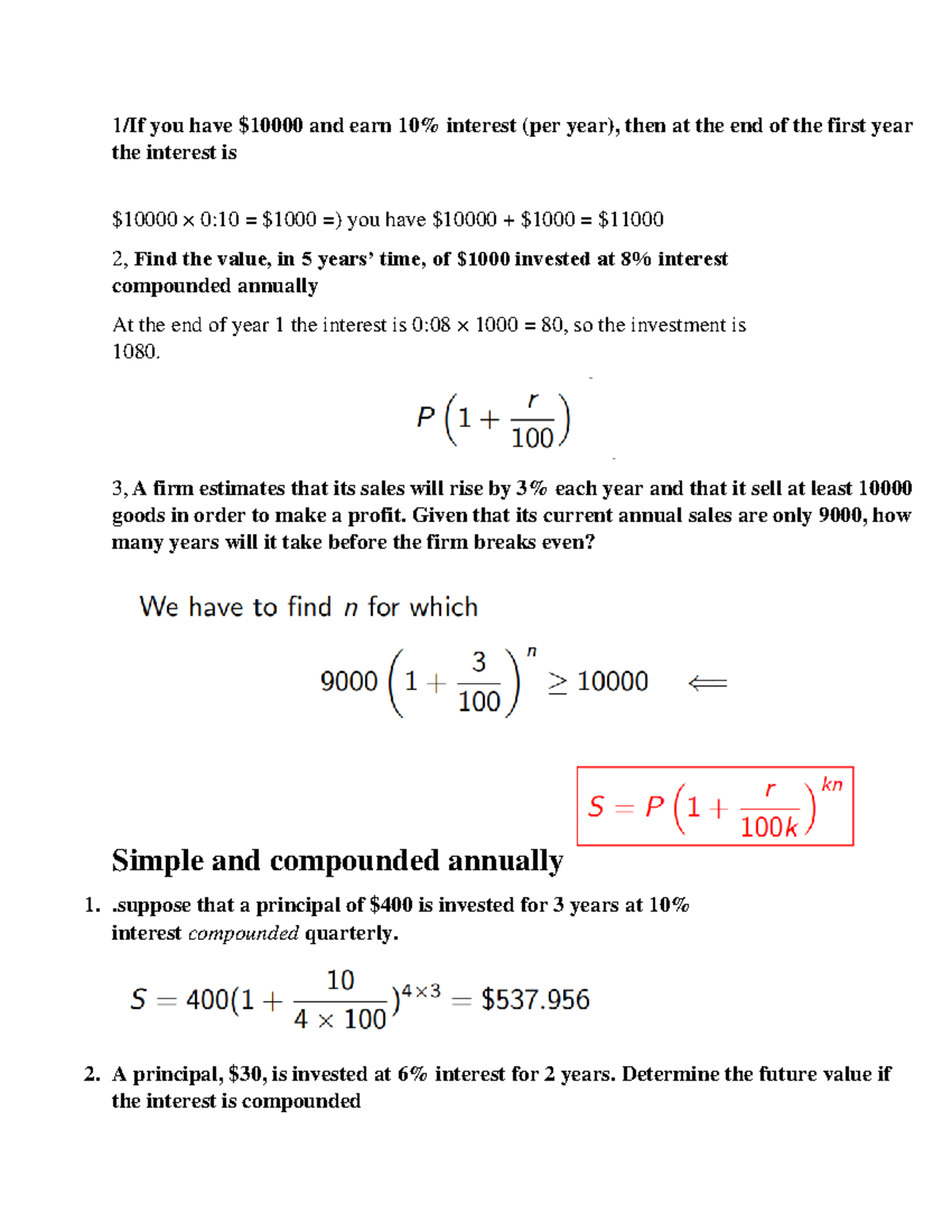 Tcc - ghuy - 1 /If you have $10000 and earn 10% interest (per year ...