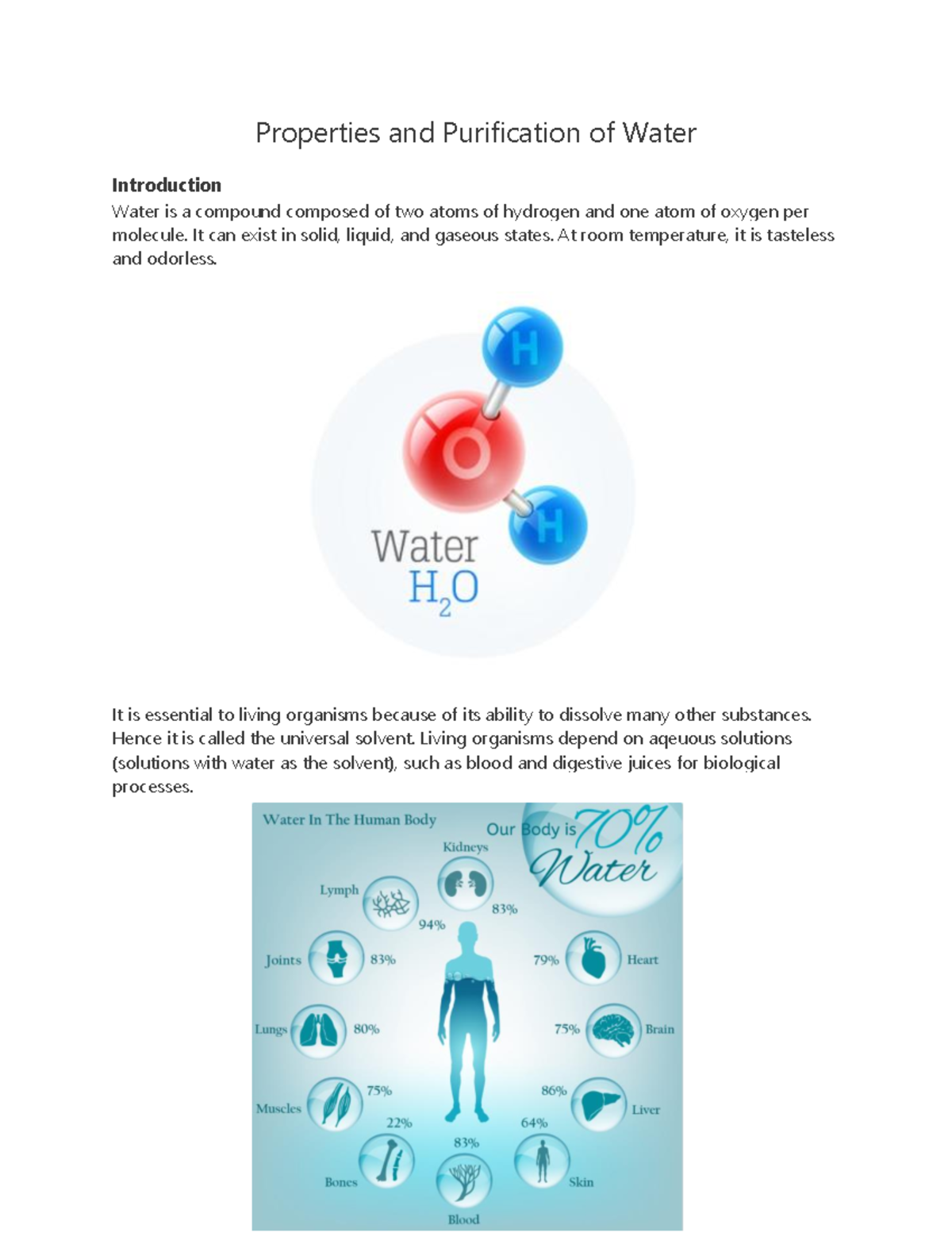 Properties and Purification of Water Notes - Properties and ...