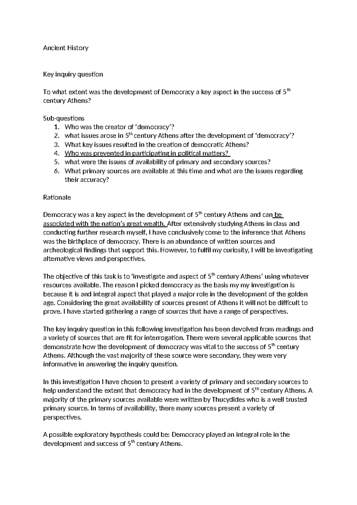 Ancient History - Ancient History Key inquiry question To what extent ...