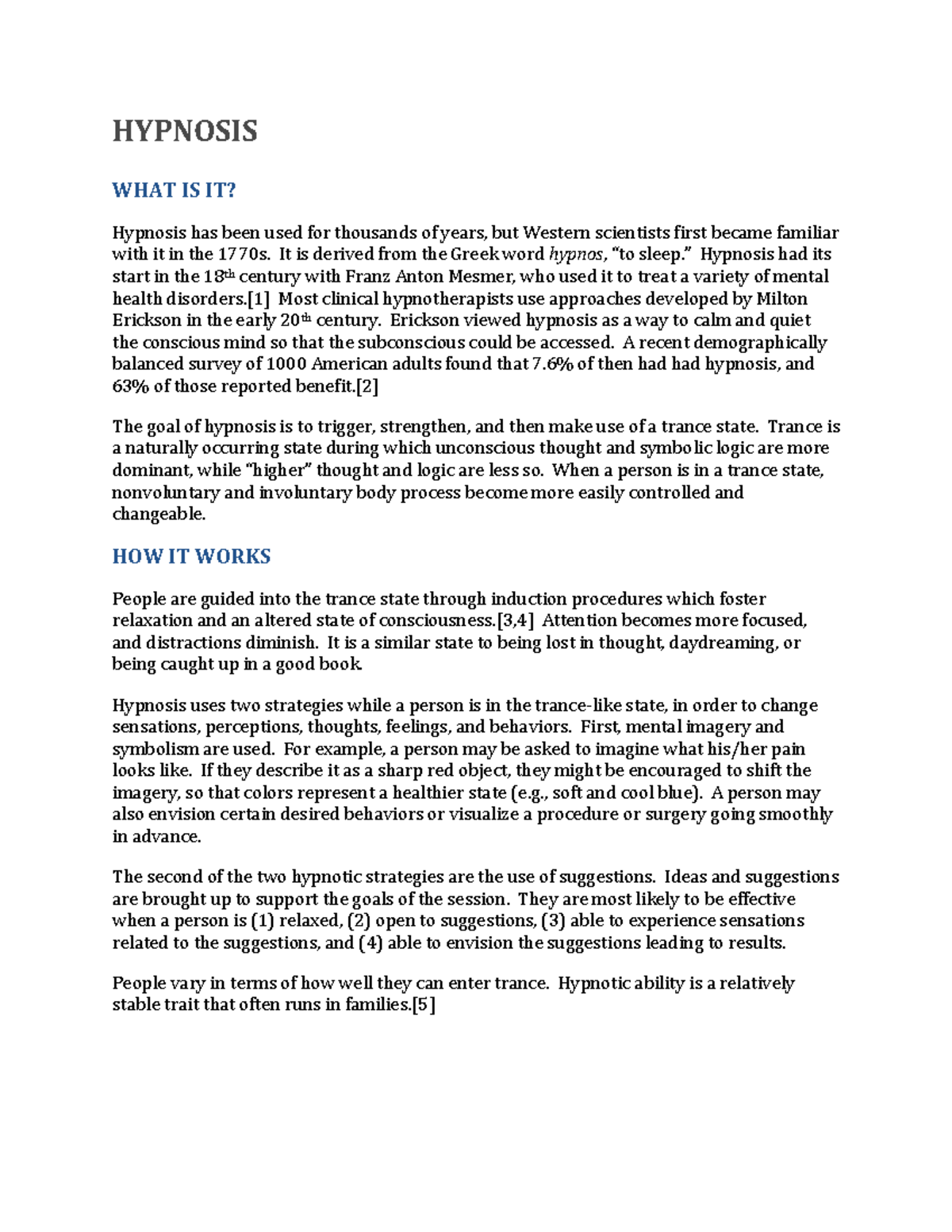 Clinical-Hypnosis - Summary Tratado de fisiologia Medica - WHAT IS IT? Hypnosis has been used ...