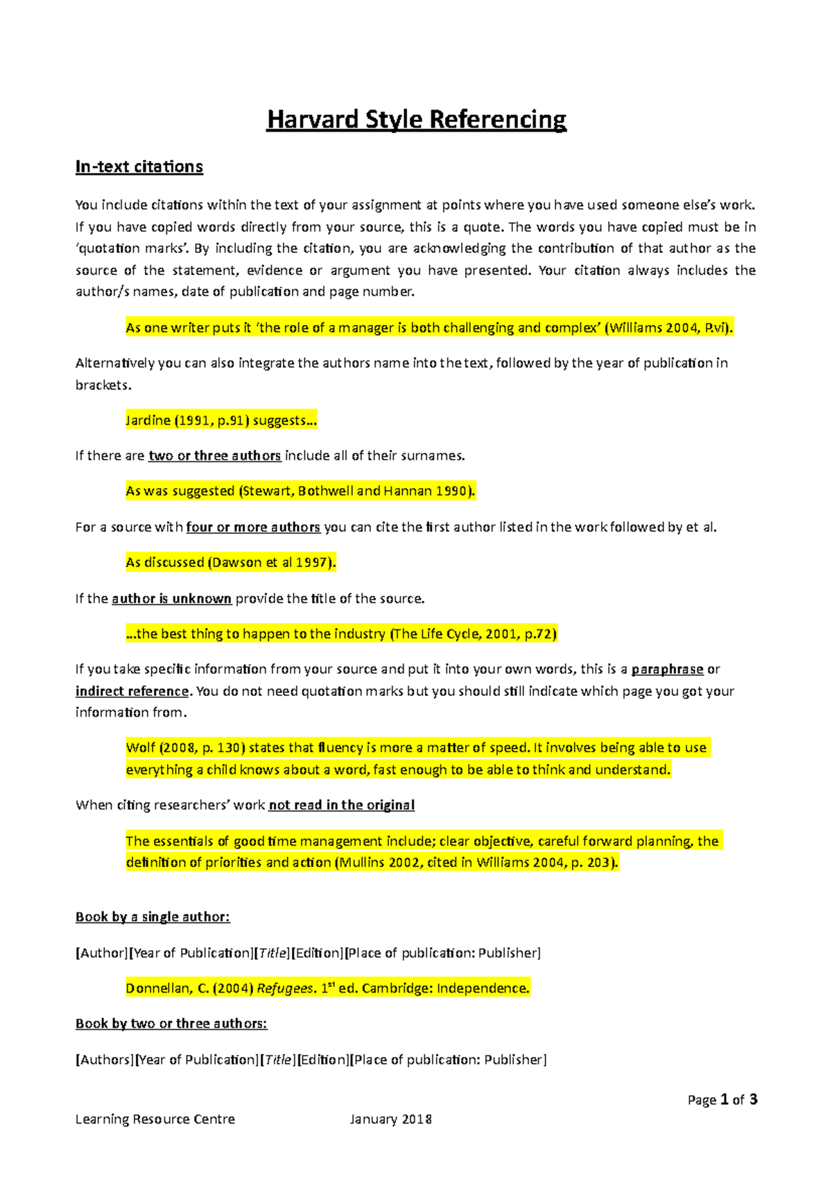 Harvard Style Referencing HE Revised Jan 2018 by J Brewer - Harvard ...