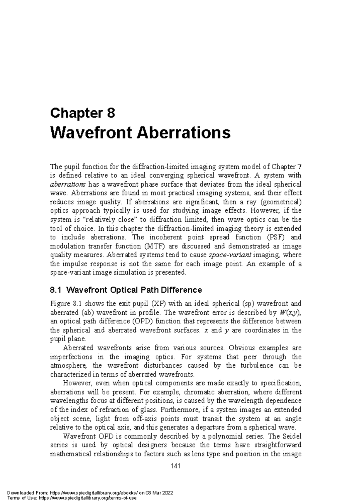 TT89 ch8 - Wavefront aberrations - 141 Chapter 8 Wavefront Aberrations ...