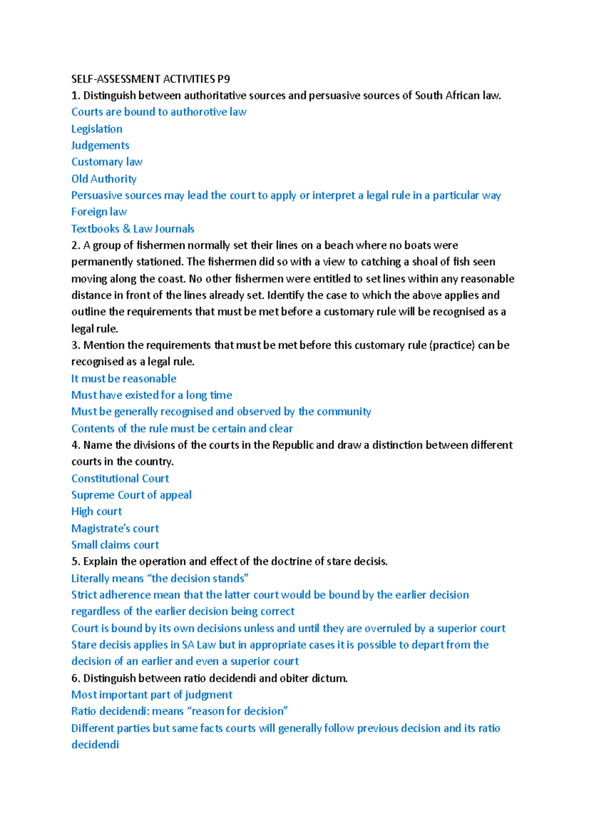 SEl F- Assesment-Questions - SELF-ASSESSMENT ACTIVITIES P Distinguish ...